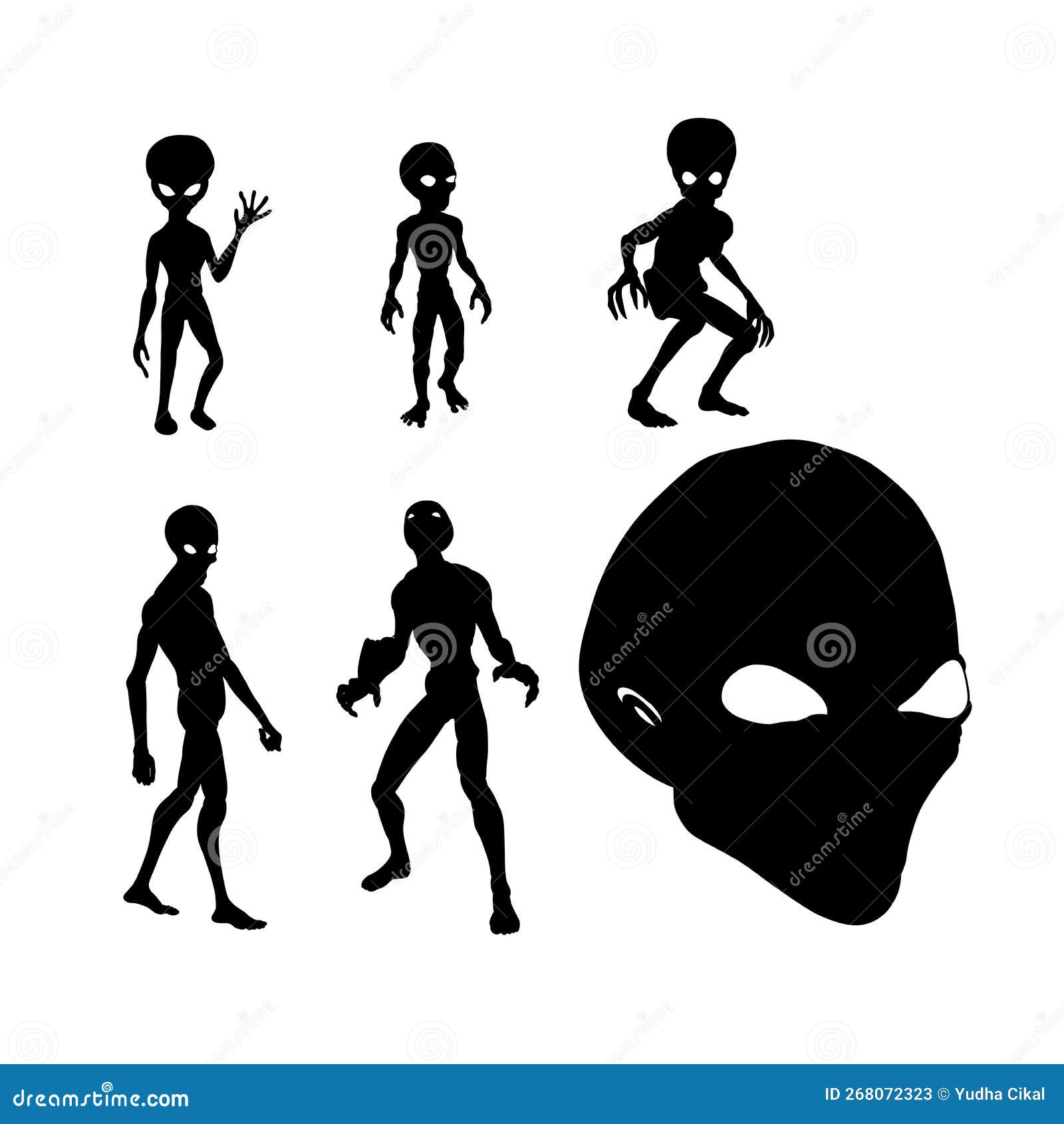 Set of Group Alien Silhouettes Vector Design Stock Vector ...