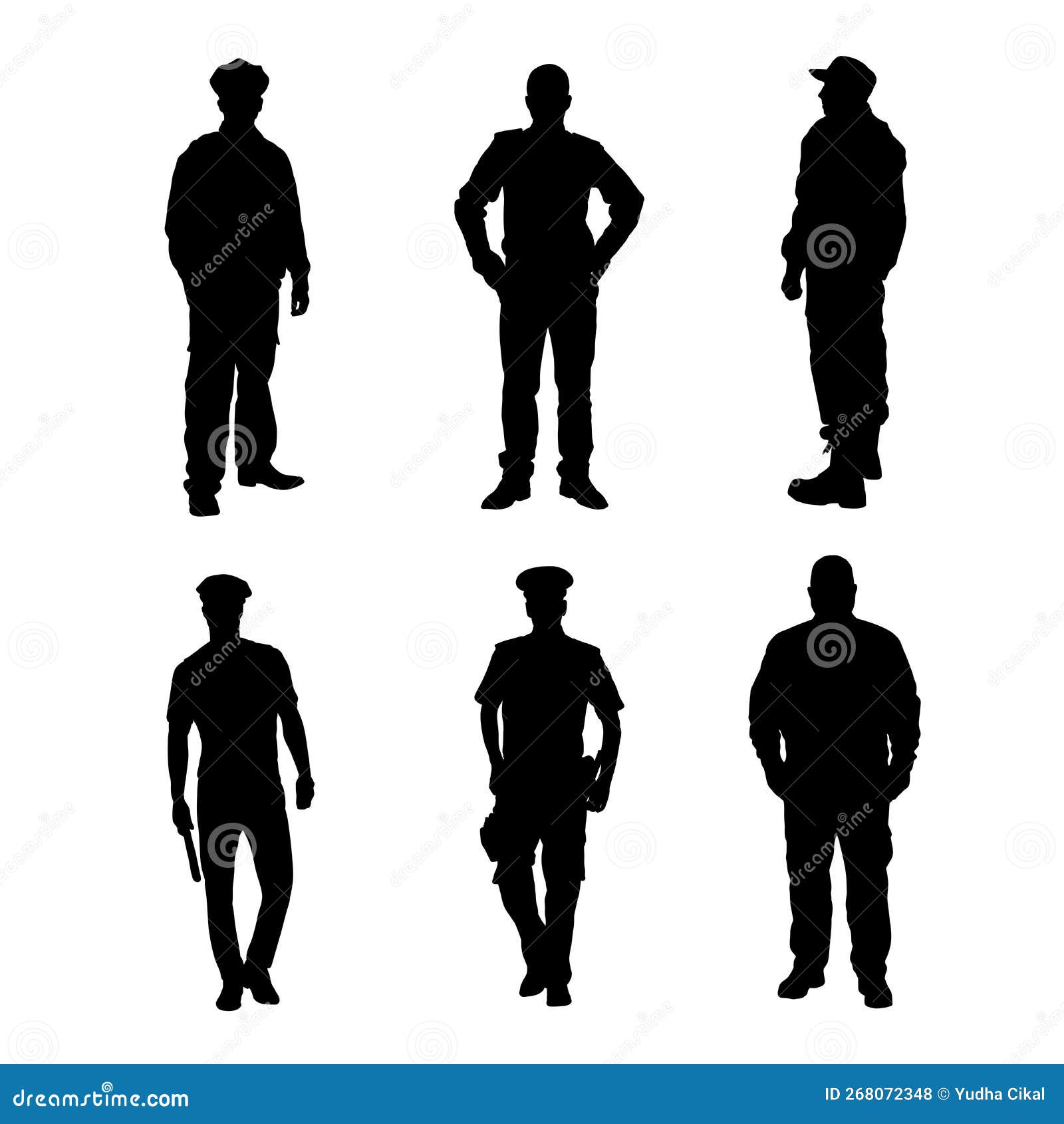 Set of Silhouettes of a Security Man Stock Vector - Illustration of ...