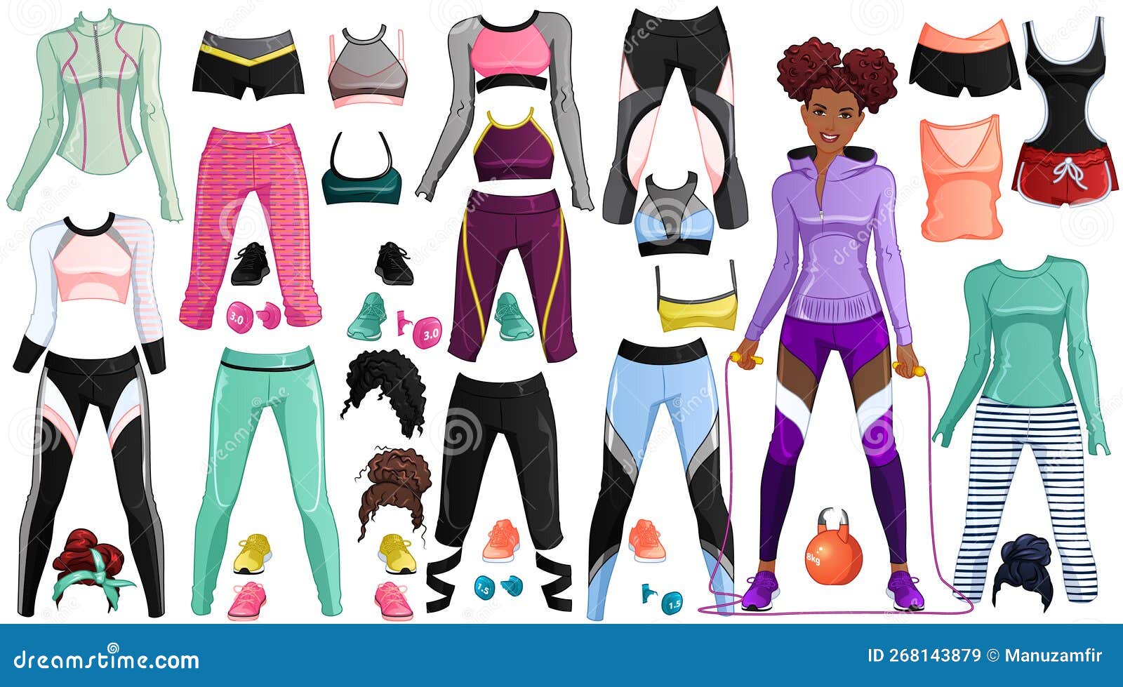 Workout Paper Doll. Vector Illustration Stock Vector - Illustration of ...