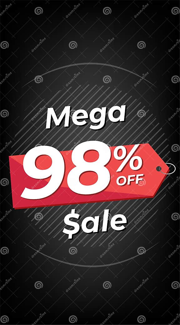 98 Percent Off. Black Discount Banner with Ninety-eight Percent Stock ...