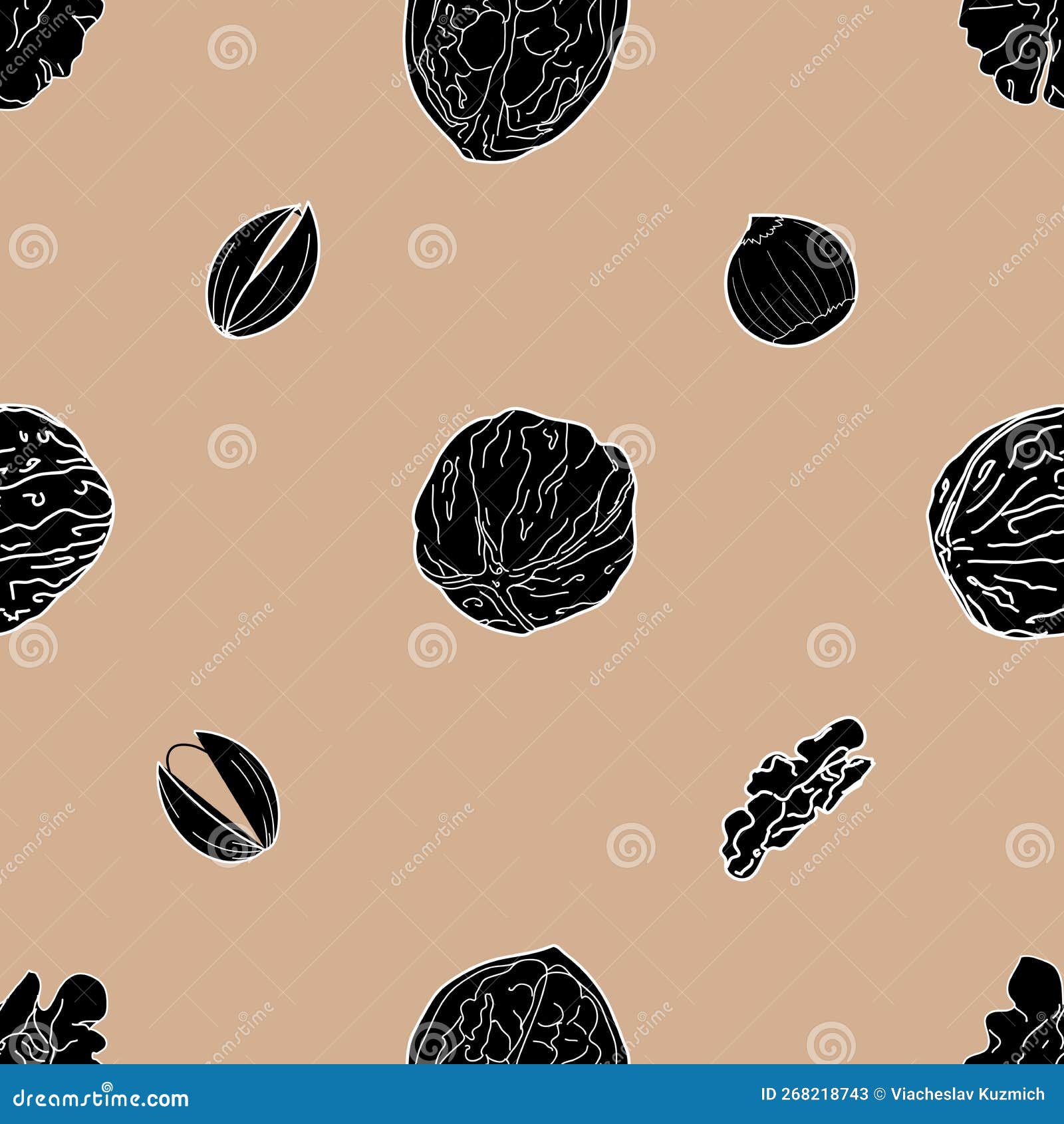 Seamless Pattern. Vector Graphics. a Set of Nuts. Stock Vector ...