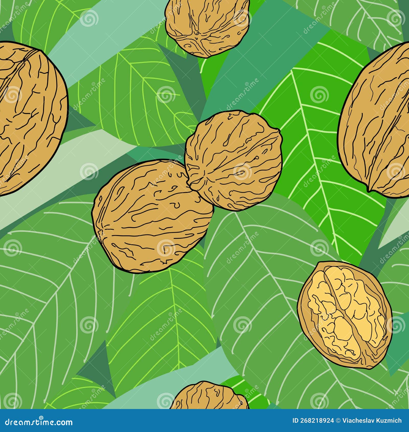 Seamless Pattern. Vector Graphics. a Set of Nuts. Stock Vector ...
