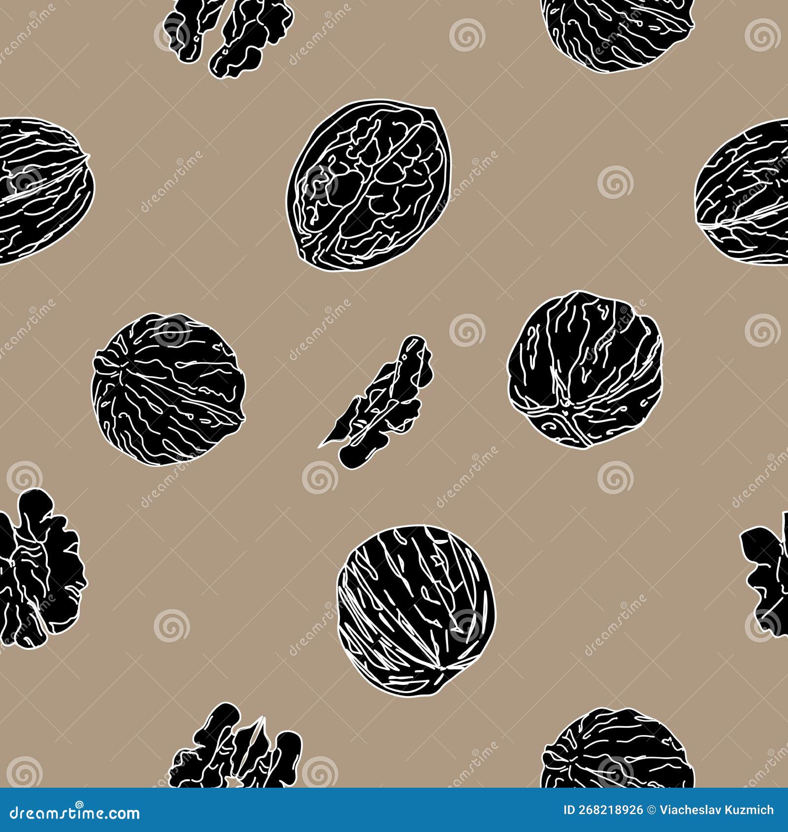 Seamless Pattern. Vector Graphics. a Set of Nuts. Stock Vector ...
