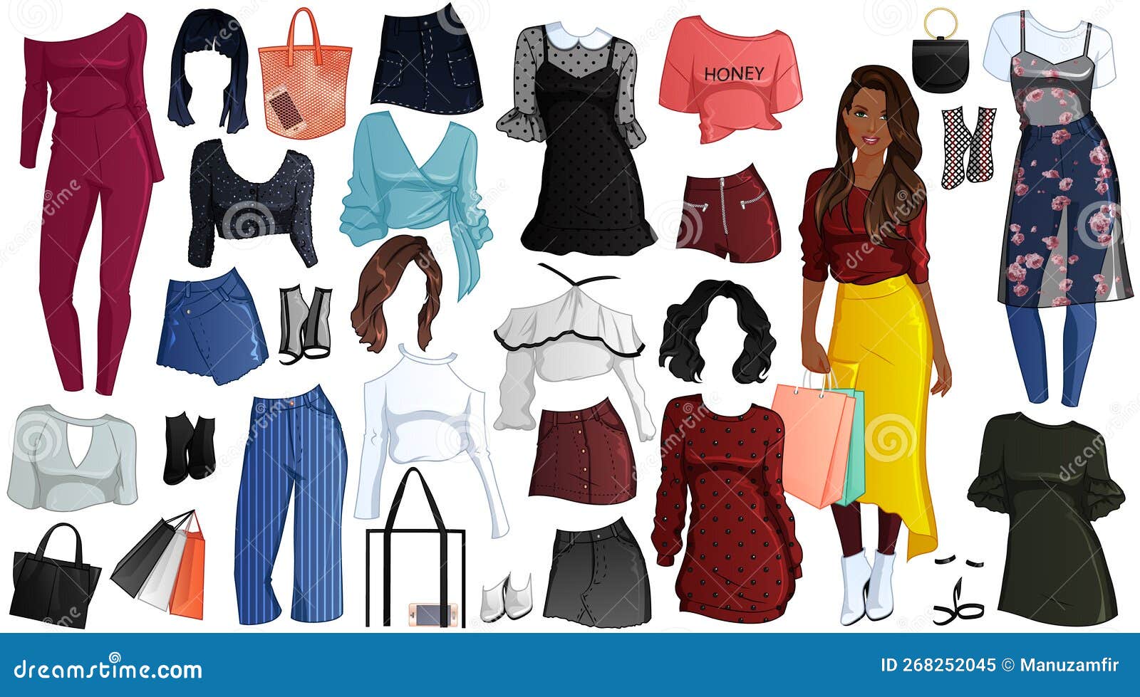 Shopping Spree Paper Doll. Vector Illustration Stock Vector ...