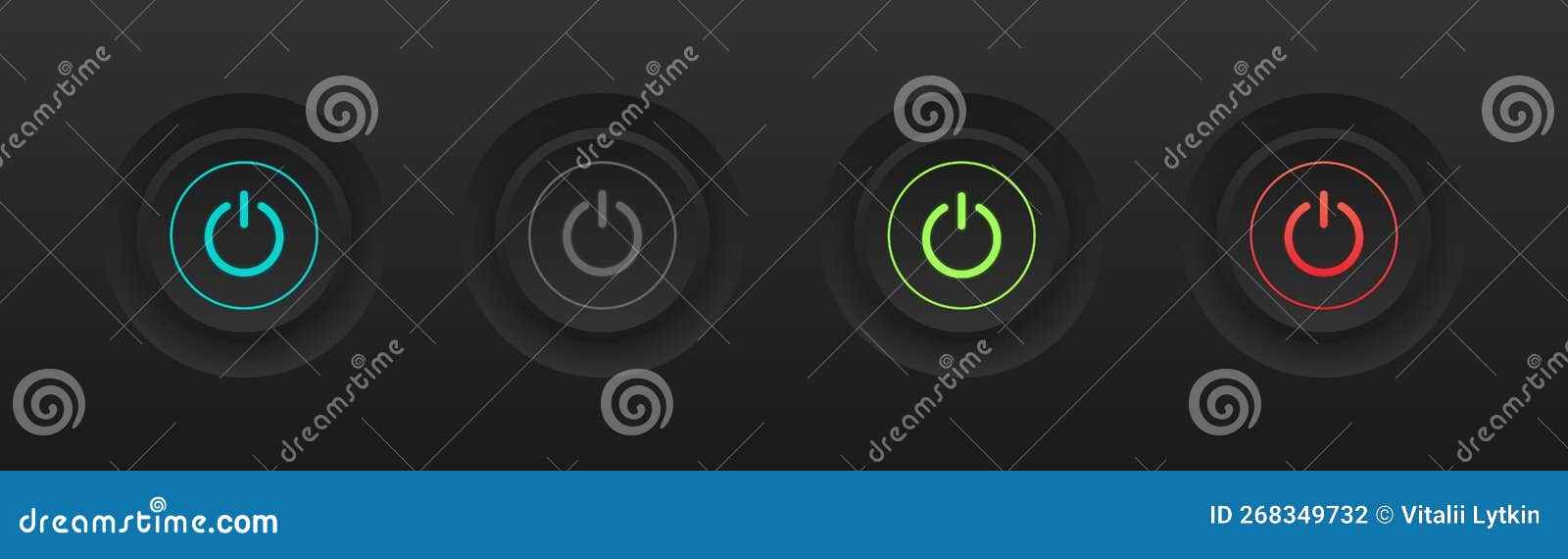 Realistic Turn on and Off Button. Stock Vector - Illustration of analog ...