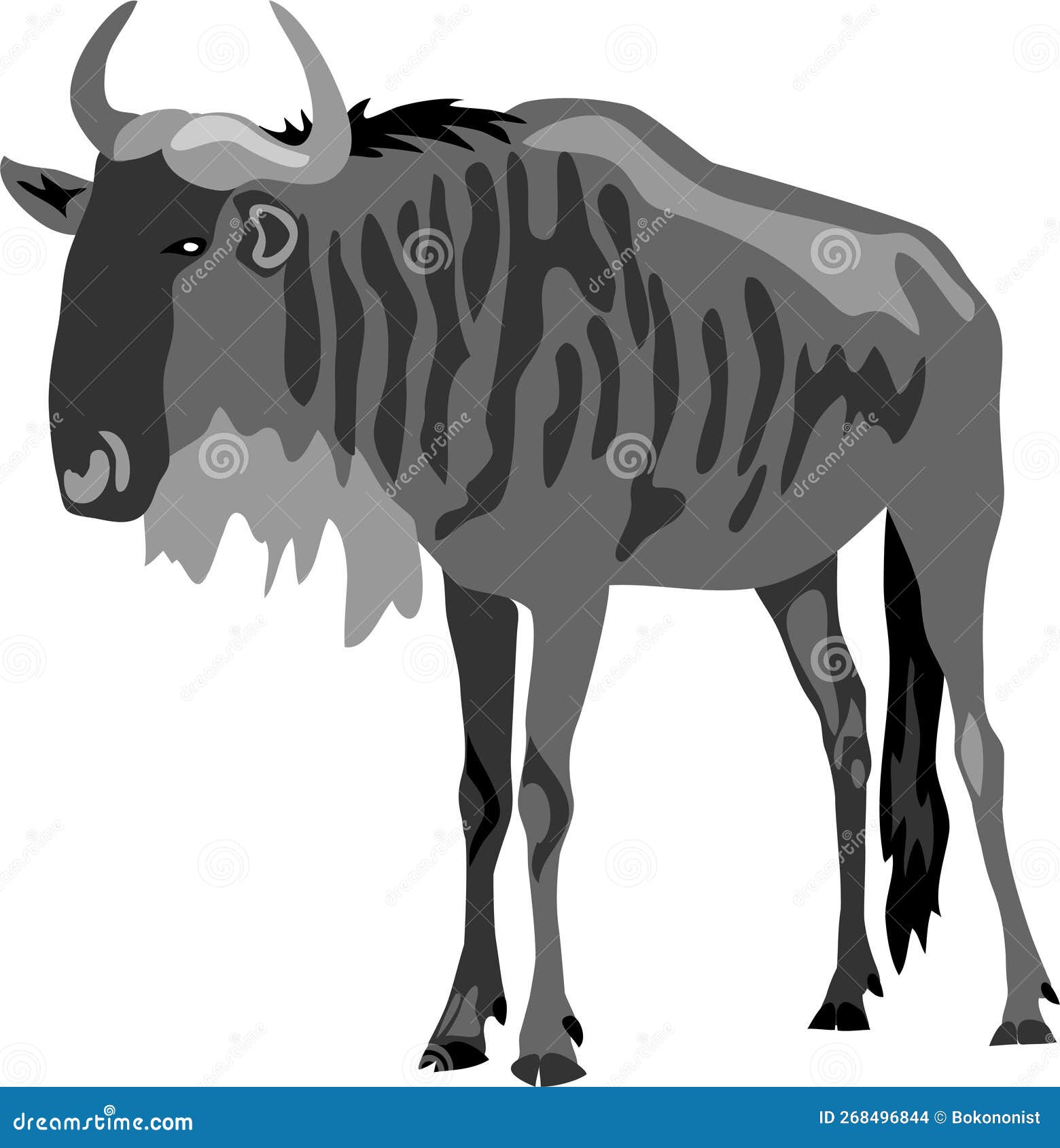 Blue wildebeest vector stock vector. Illustration of savanna - 268496844