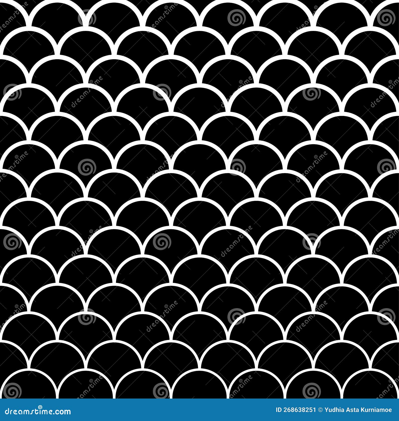 Fish Scale Seamless Pattern. Black and White Background. Vector ...