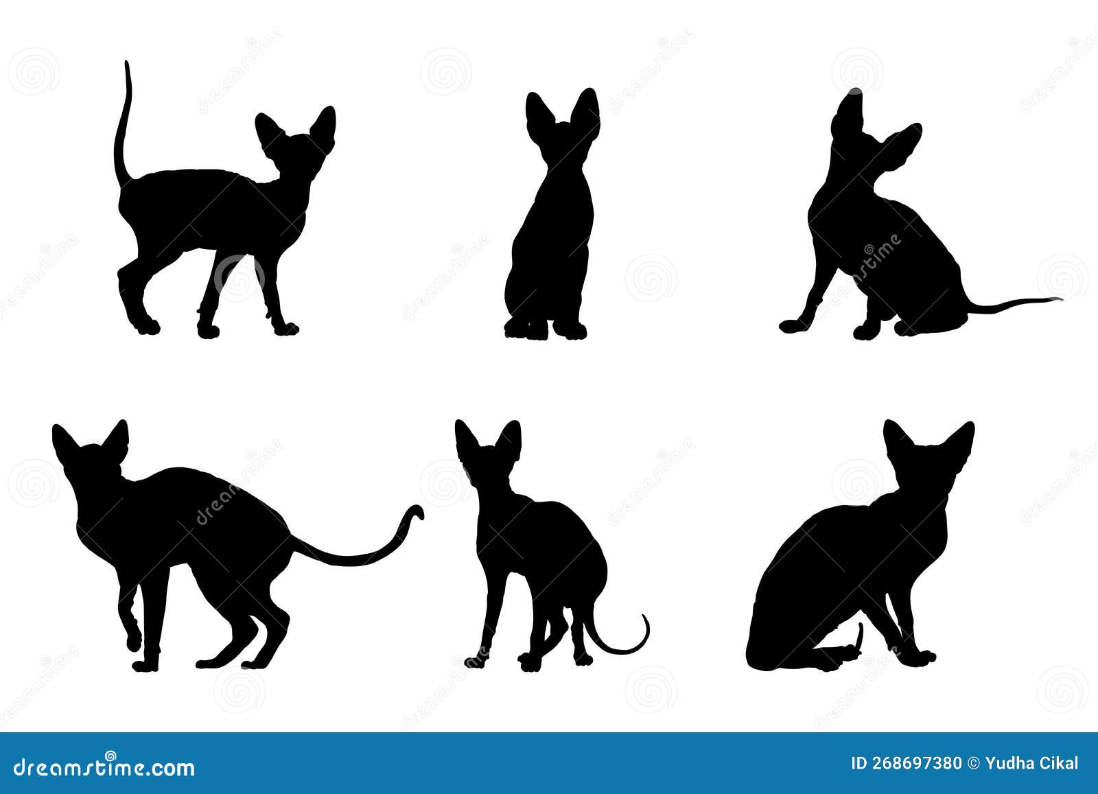 Set of Silhouettes of Sphynx Cats Vector Design Stock Vector ...