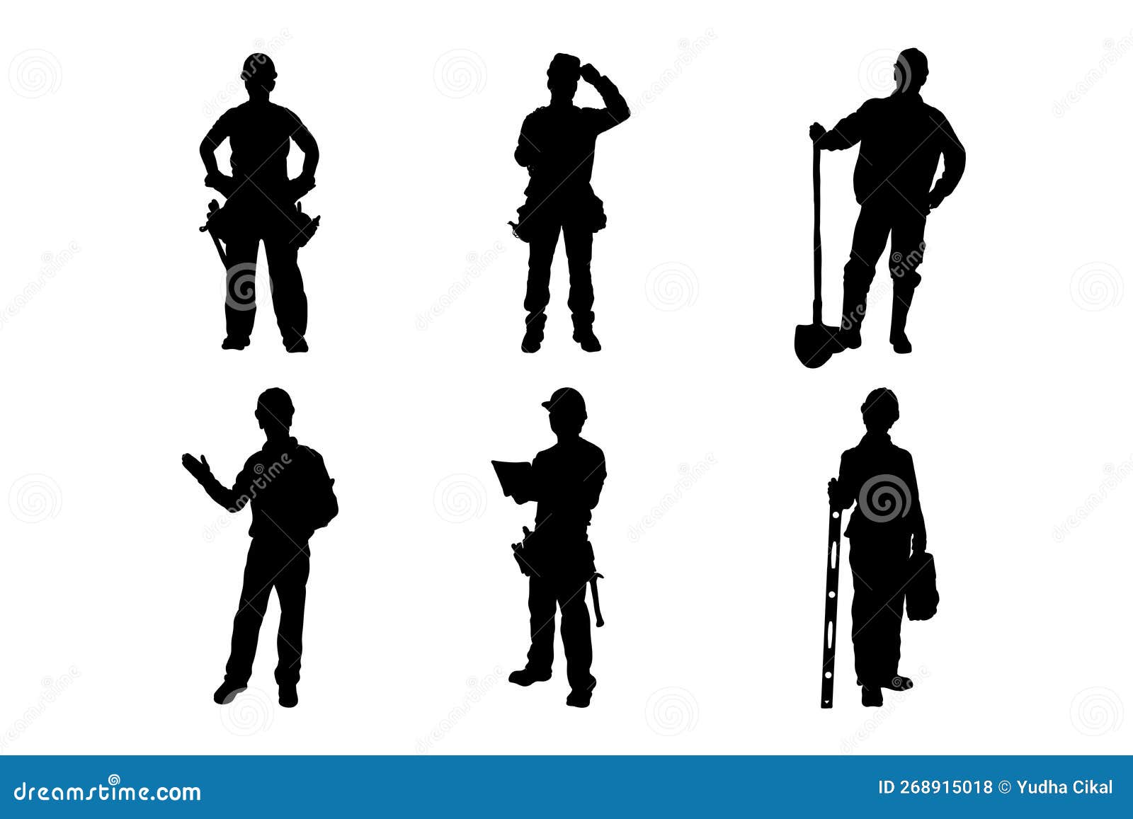 Two Silhouettes Of Construction Workers On A Steel Beam Stock ...