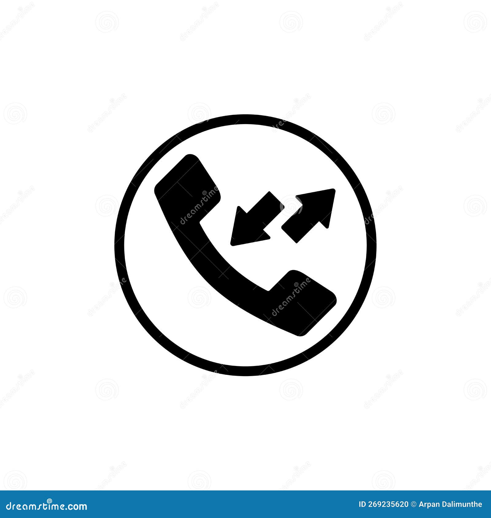 Outgoing Call Icon With Outline Handset And Arrow Vector Illustration ...