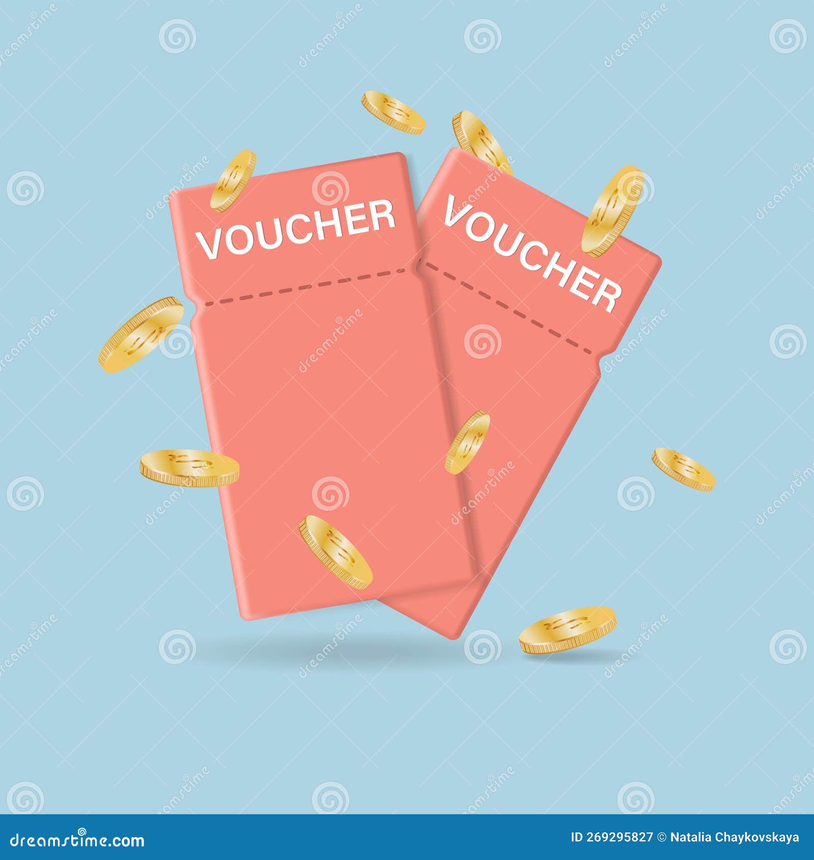 Discount Coupon with Coins. Design of a Cash Back Voucher Card Template ...
