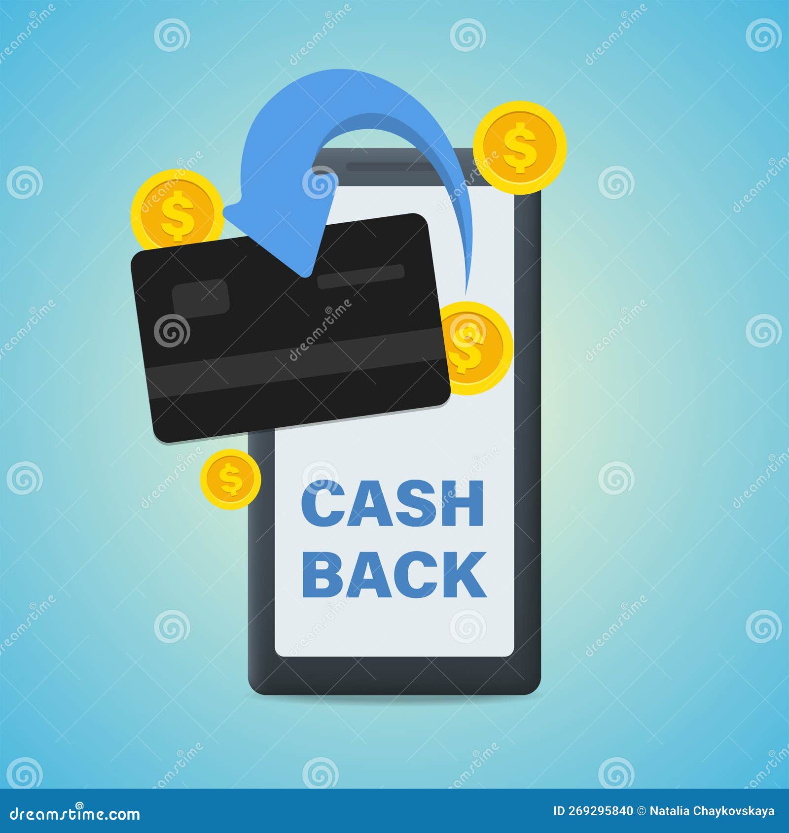 Mobile Cash Back Service, Financial Payments. Vector Illustration ...