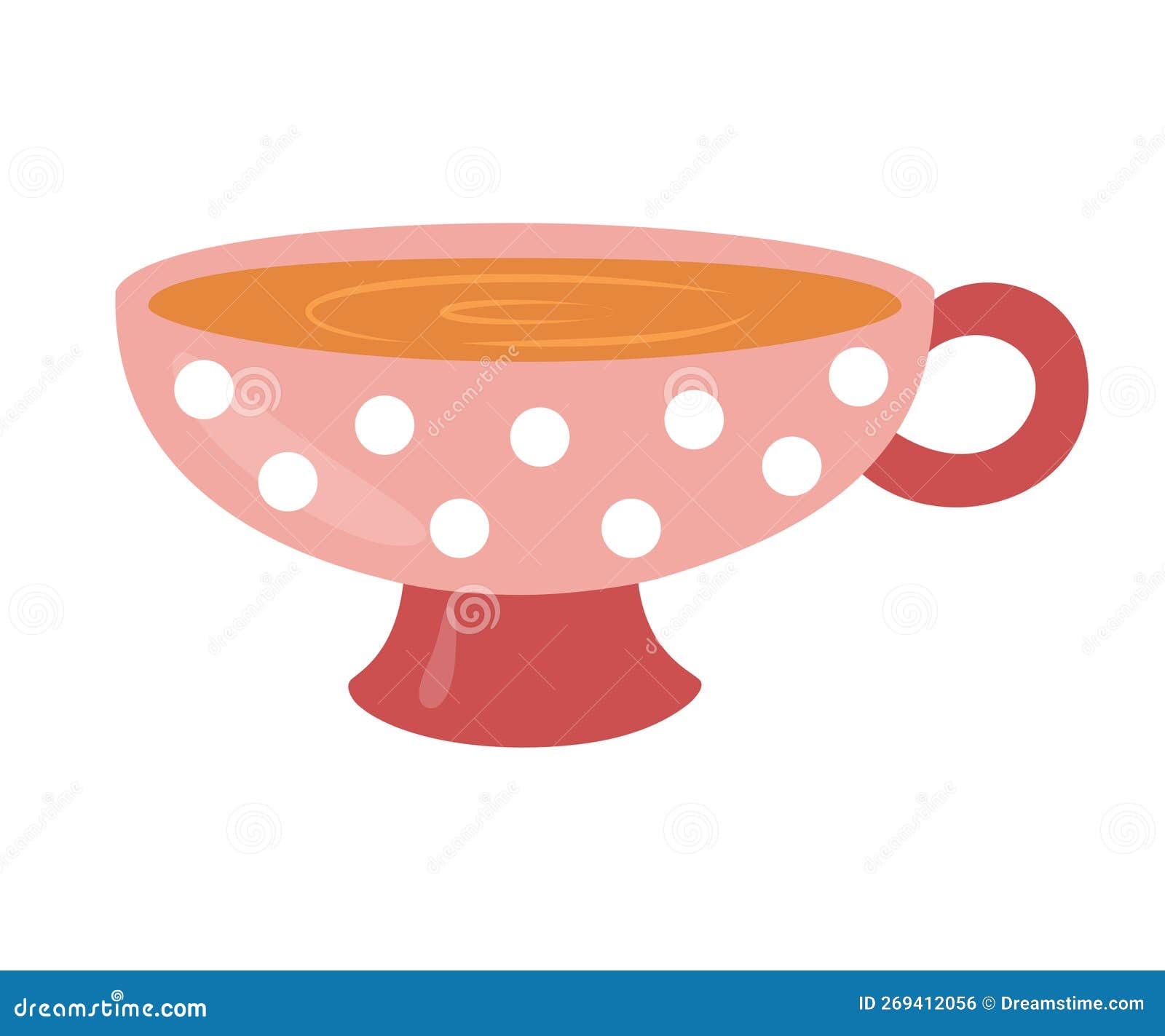Cartoon Illustration of a Pink Cup with Dots for Tea or Coffee. Stock ...