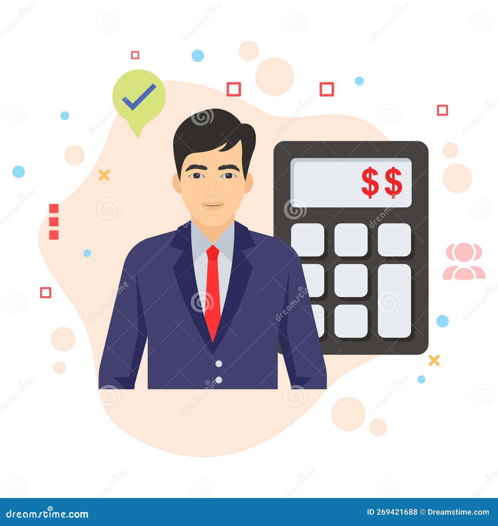 HR Budget Vector Icon Design, Businessman with Calculation Illustration ...