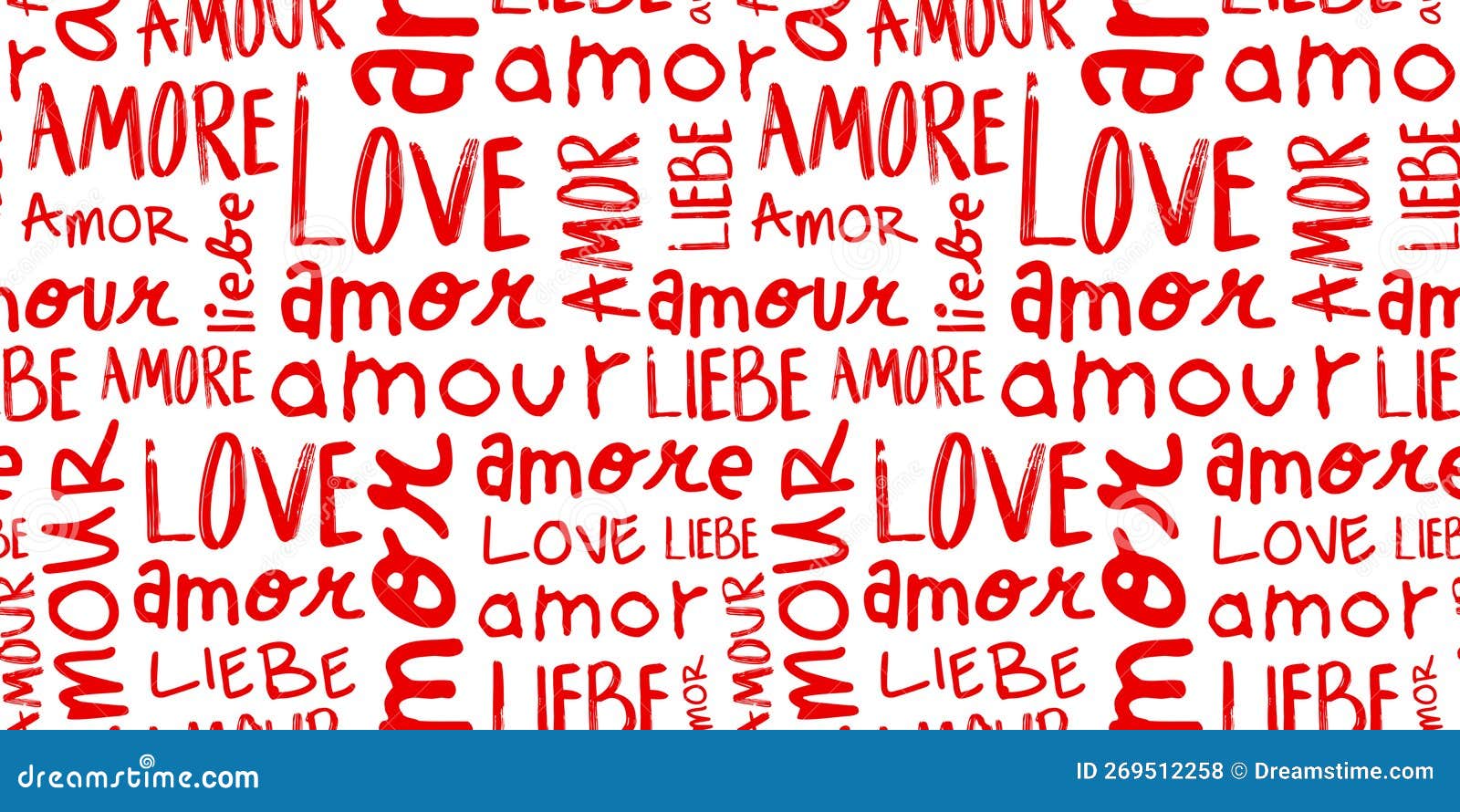 Red Love Text Quote Seamless Pattern Illustration Stock Vector ...