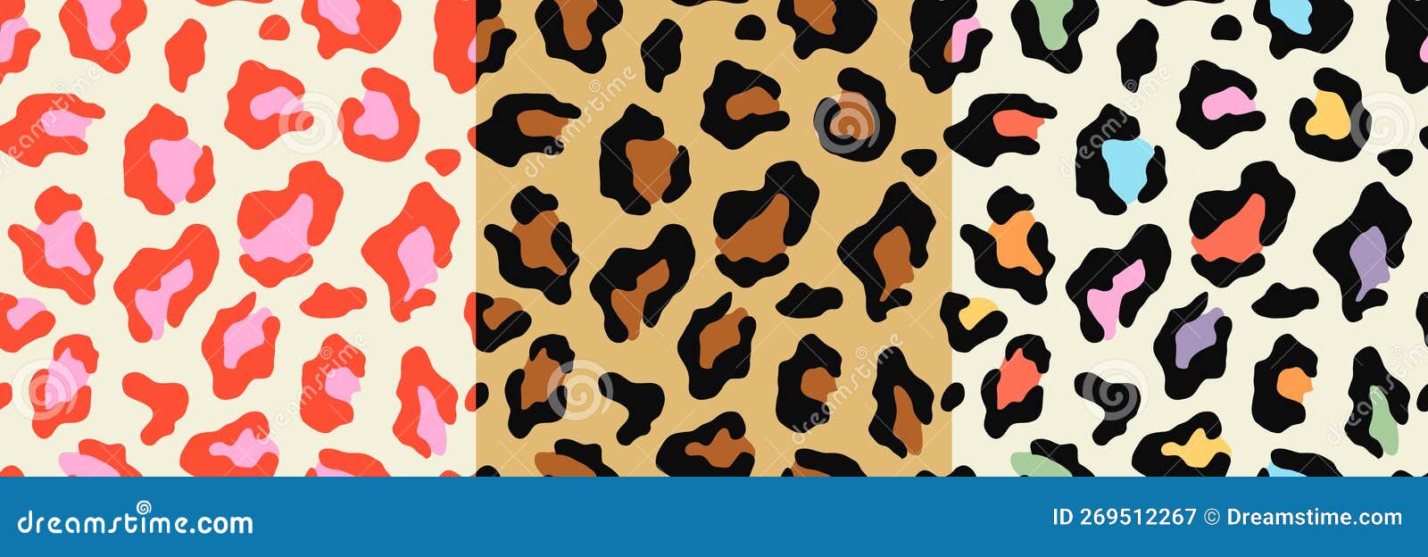 Animal Print Seamless Pattern Illustration Set Stock Vector ...