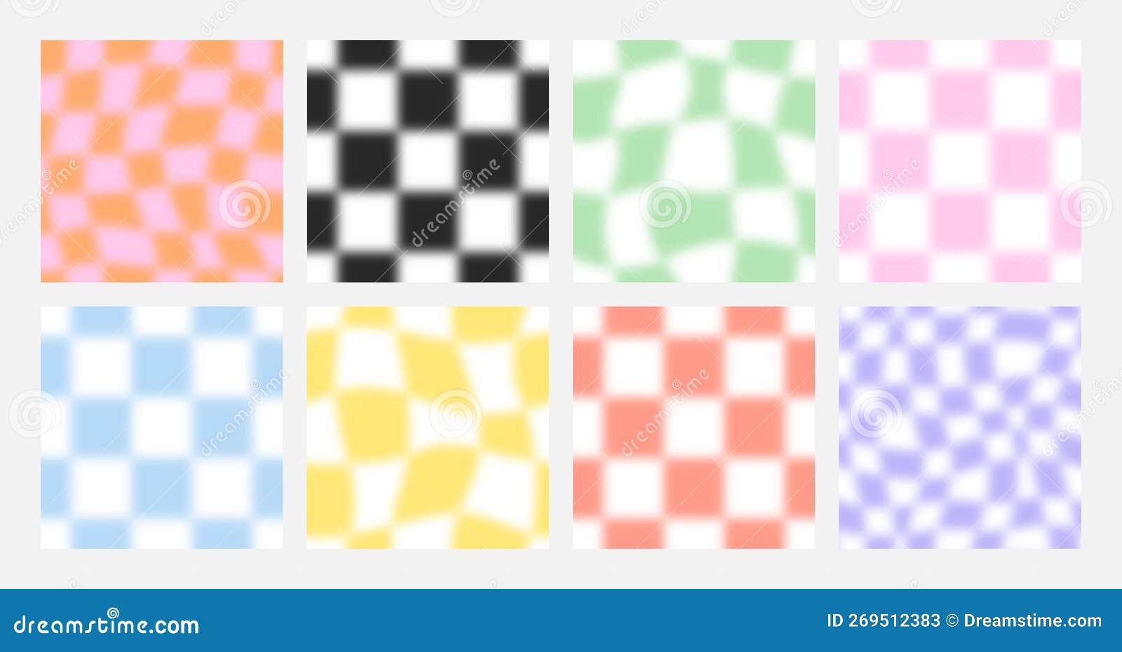 Colorful Blurred Checker Board Square Seamless Pattern Set Stock Vector ...