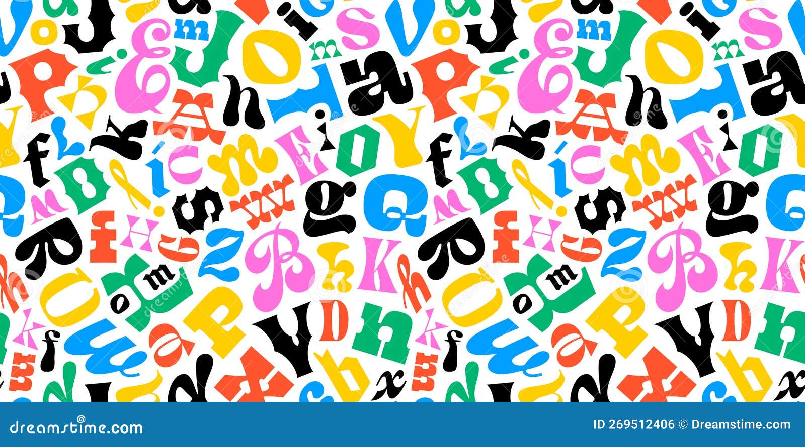 Colorful Retro Typography Letter Seamless Pattern Stock Vector ...