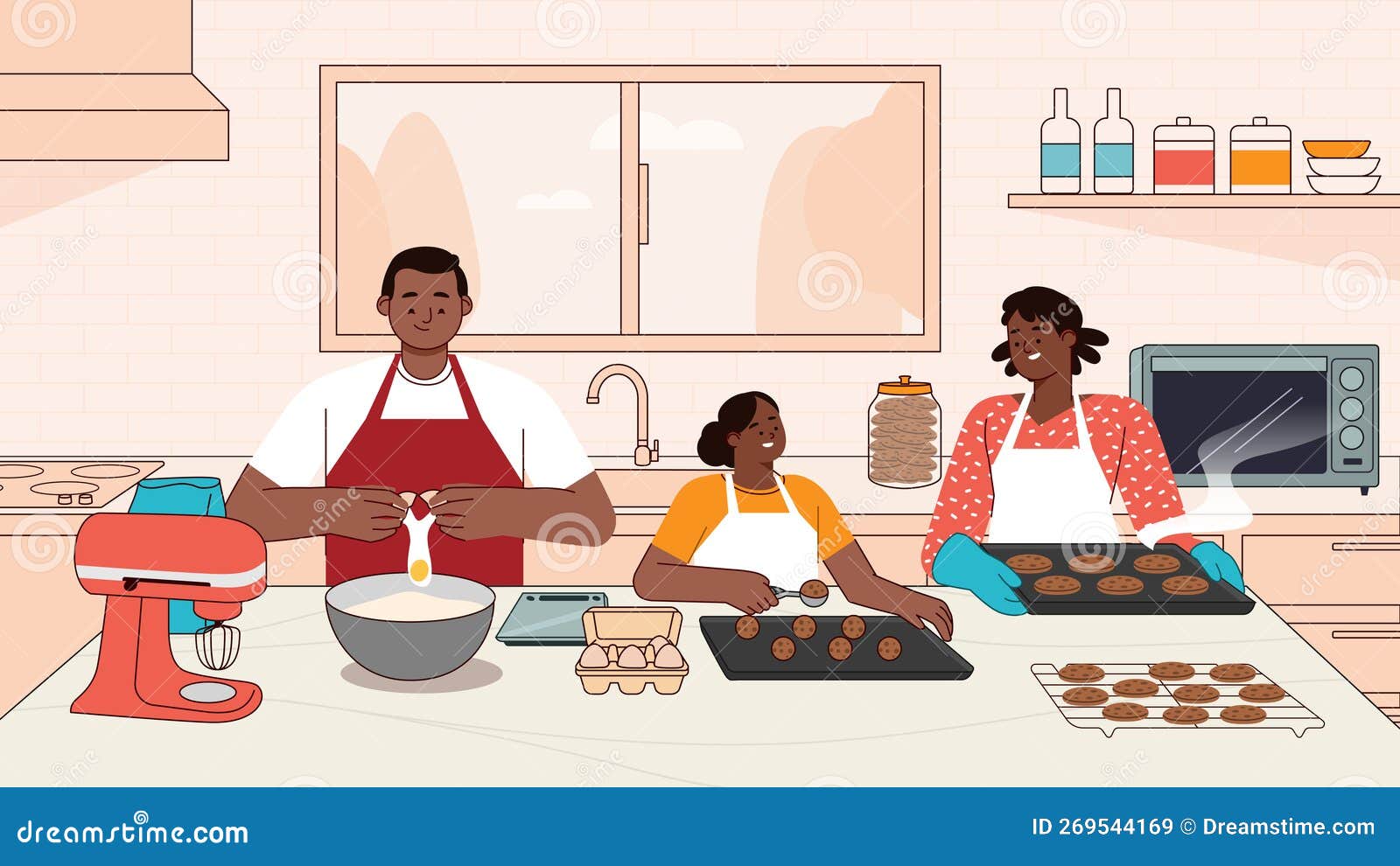 Family baking together stock vector. Illustration of together - 269544169