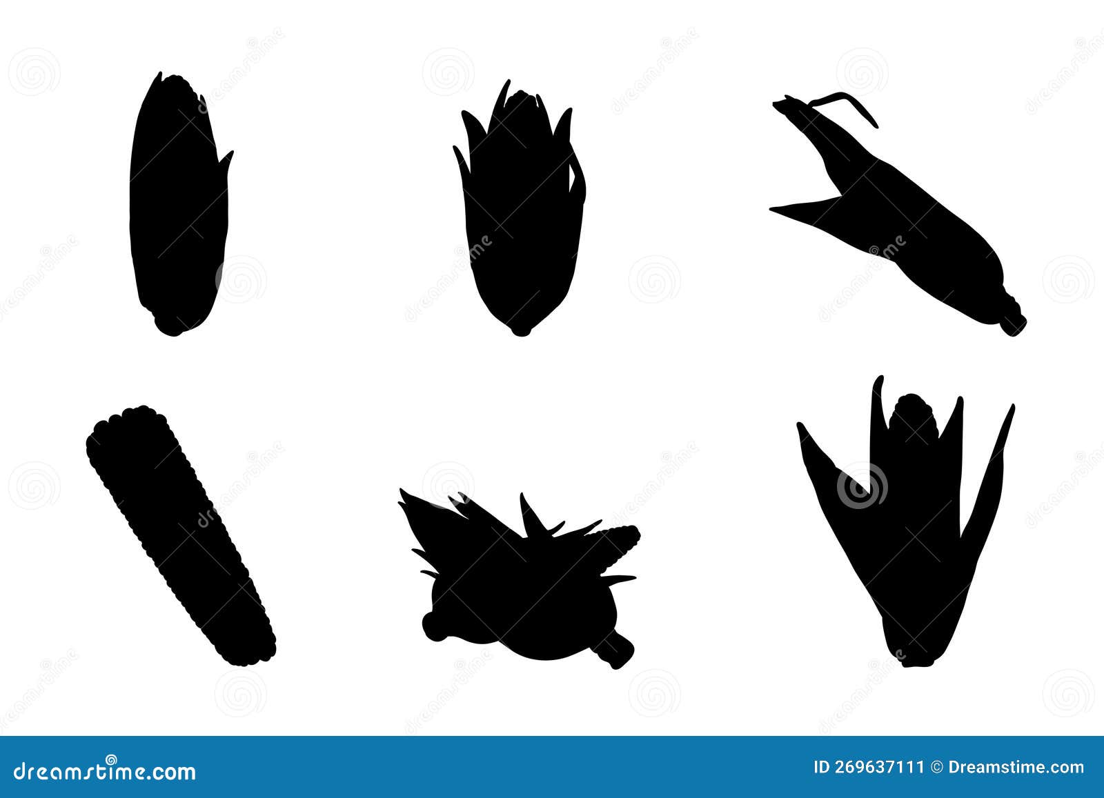 Set of Silhouettes of Corn Vector Design Stock Vector - Illustration of ...