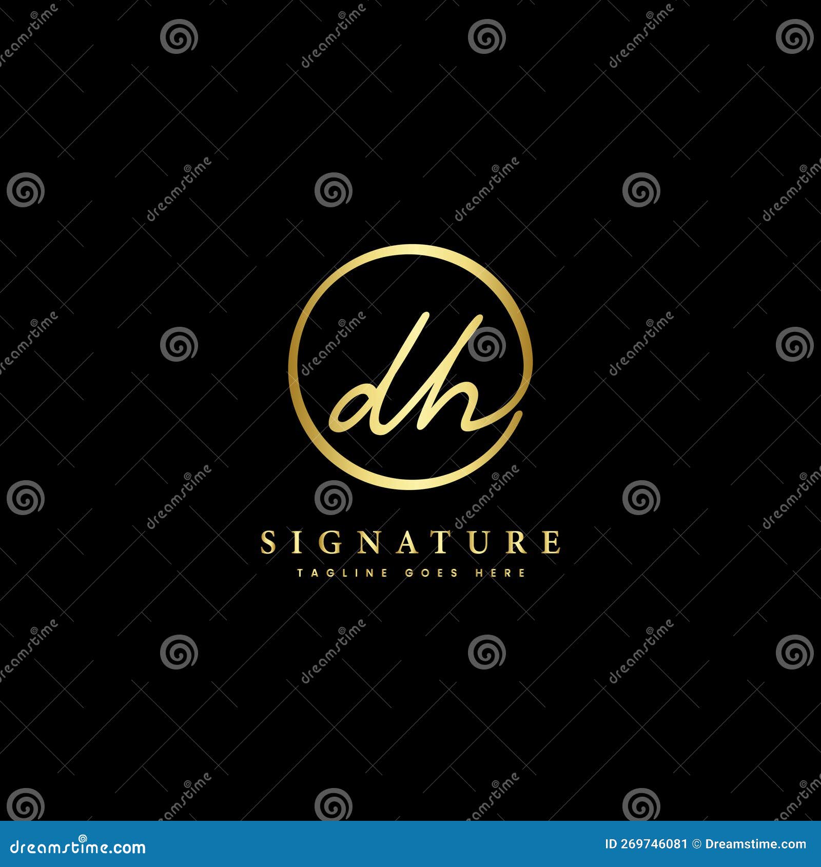 D, H, DH Initial Letter Handwritten and Signature Vector Logo. Business ...