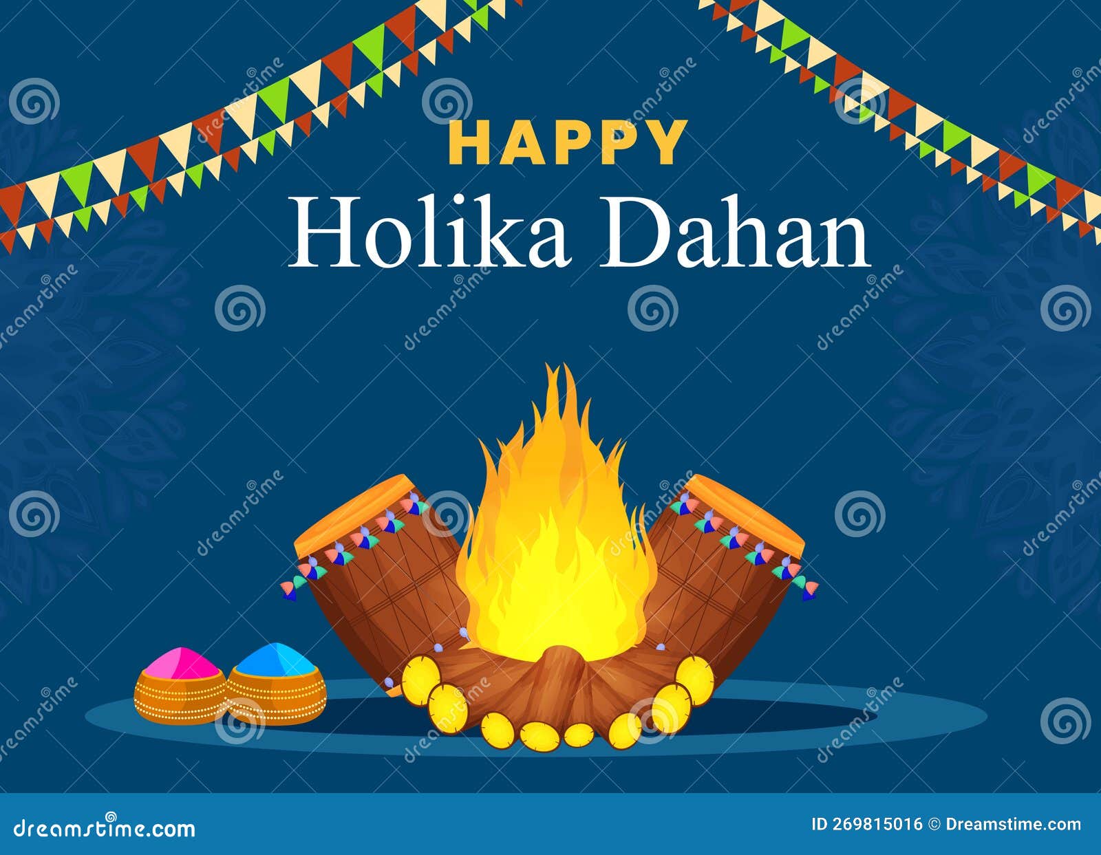 Holika Dahan Template Or Poster Design With Festival. Vector ...