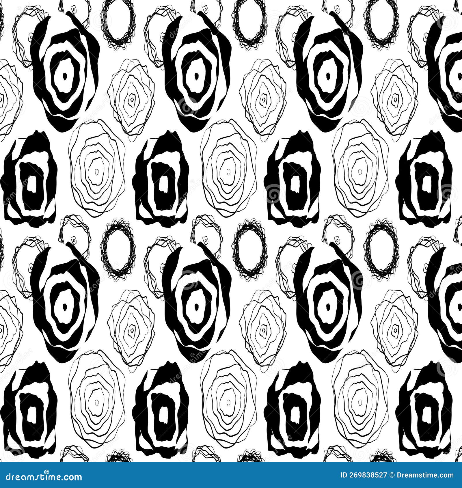 Black Color Floral Vector Repeat Pattern Stock Vector - Illustration of ...