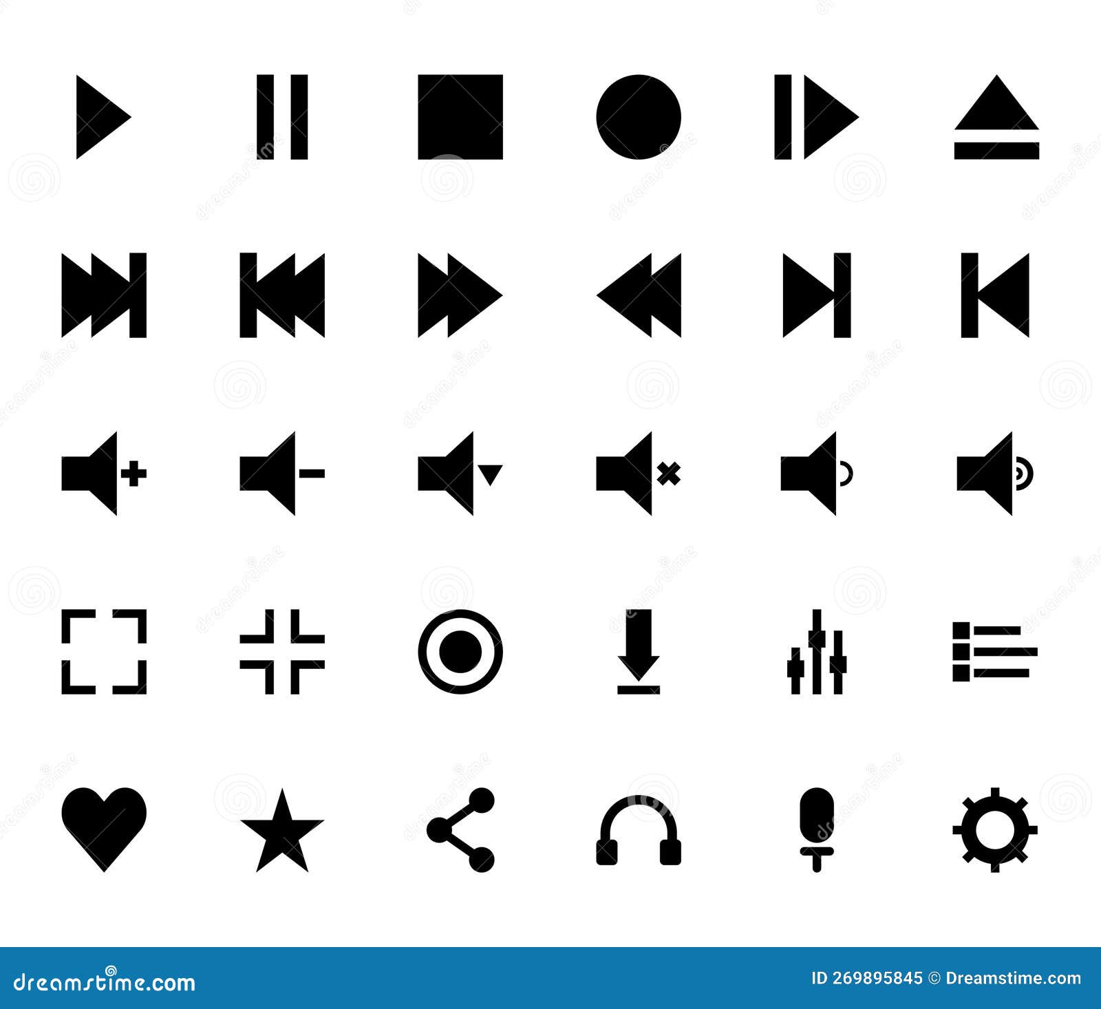 Media play icon set stock vector. Illustration of video - 269895845