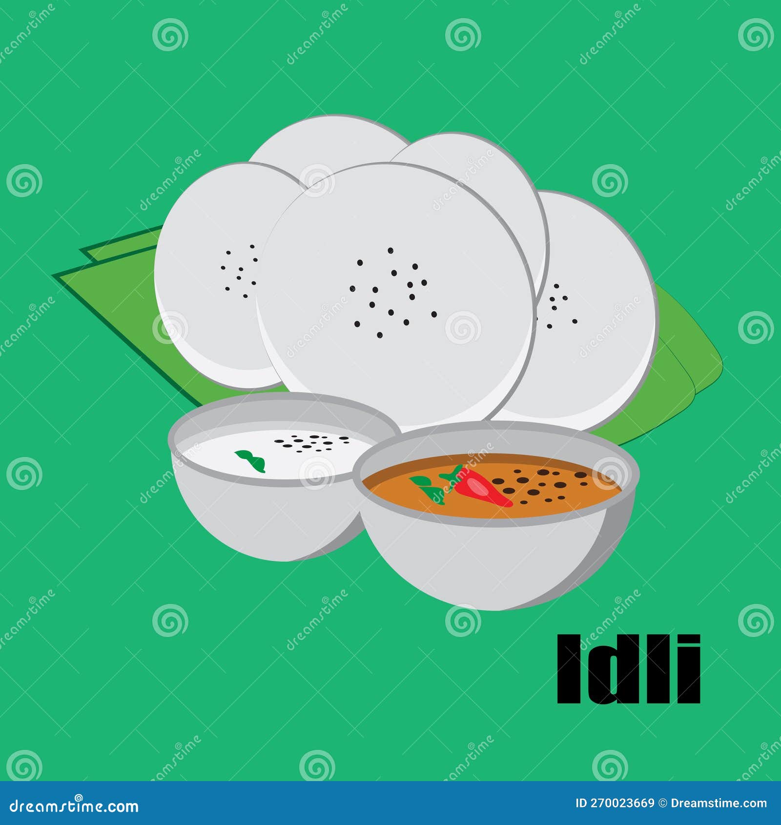 Indian dish idli sambhar stock vector. Illustration of healthy - 270023669