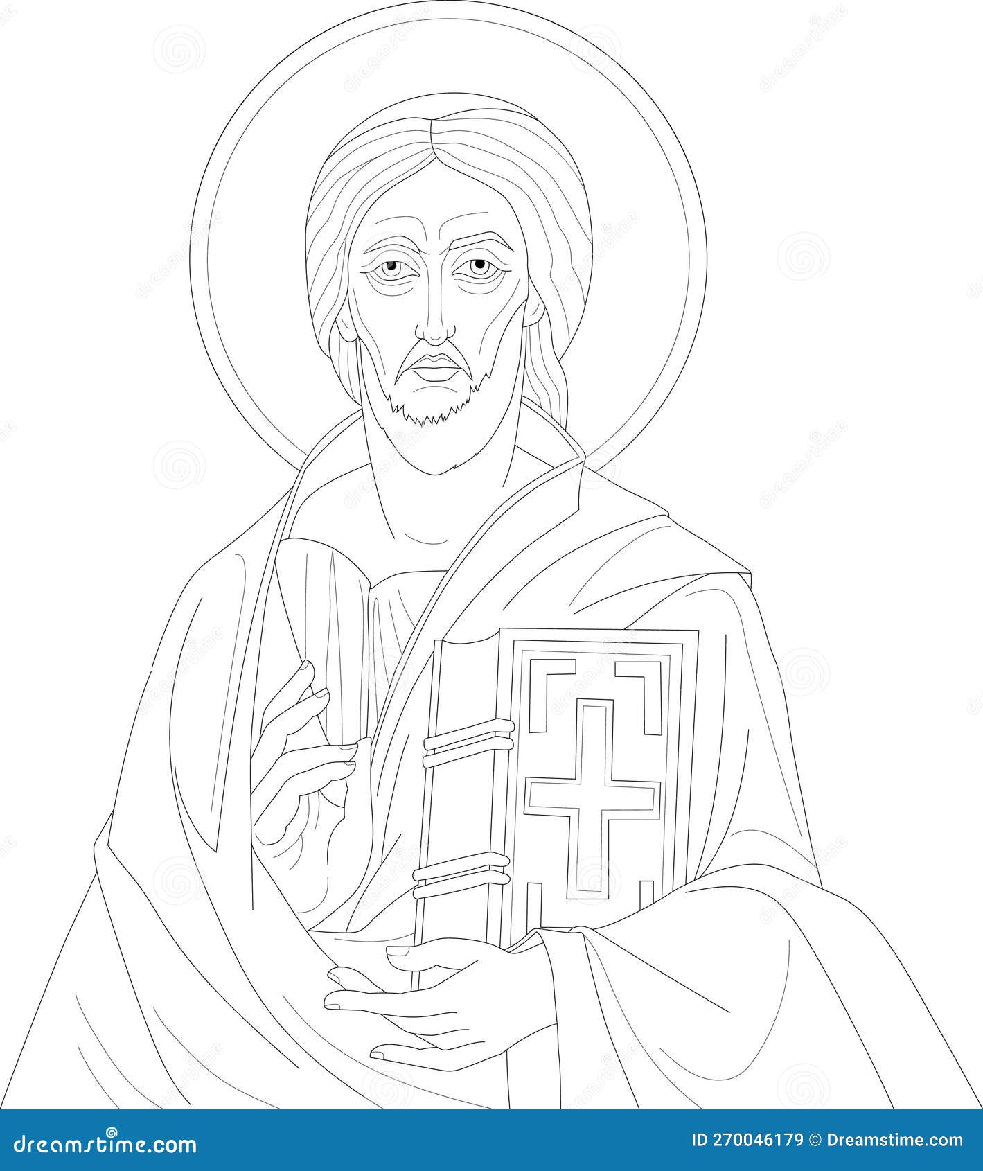 Christian Orthodox Jesus Christ Portrait Graphic Sketch Template ...