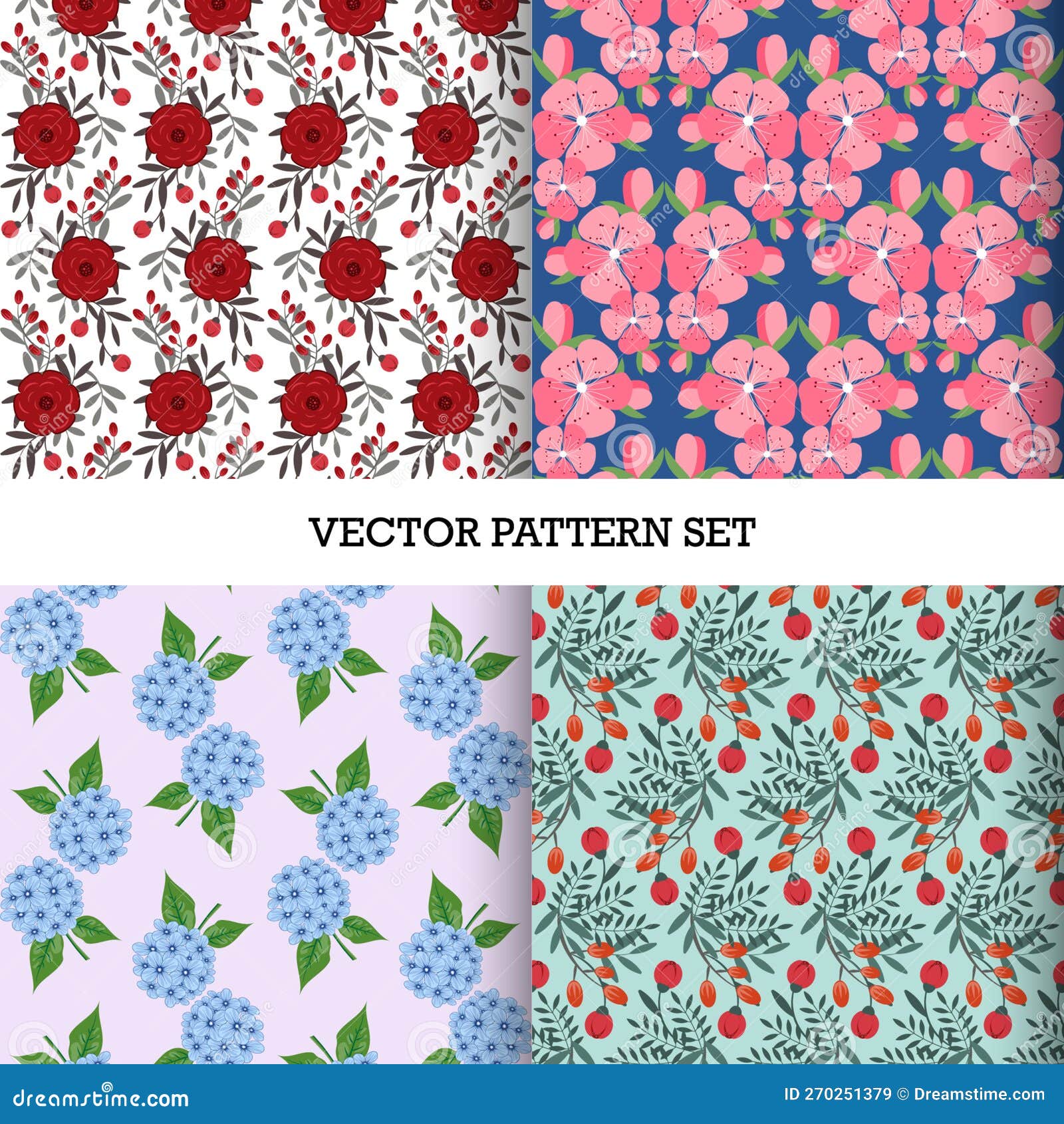 Stunning Vector Seamless Floral Pattern Set for Your Designs Stock ...