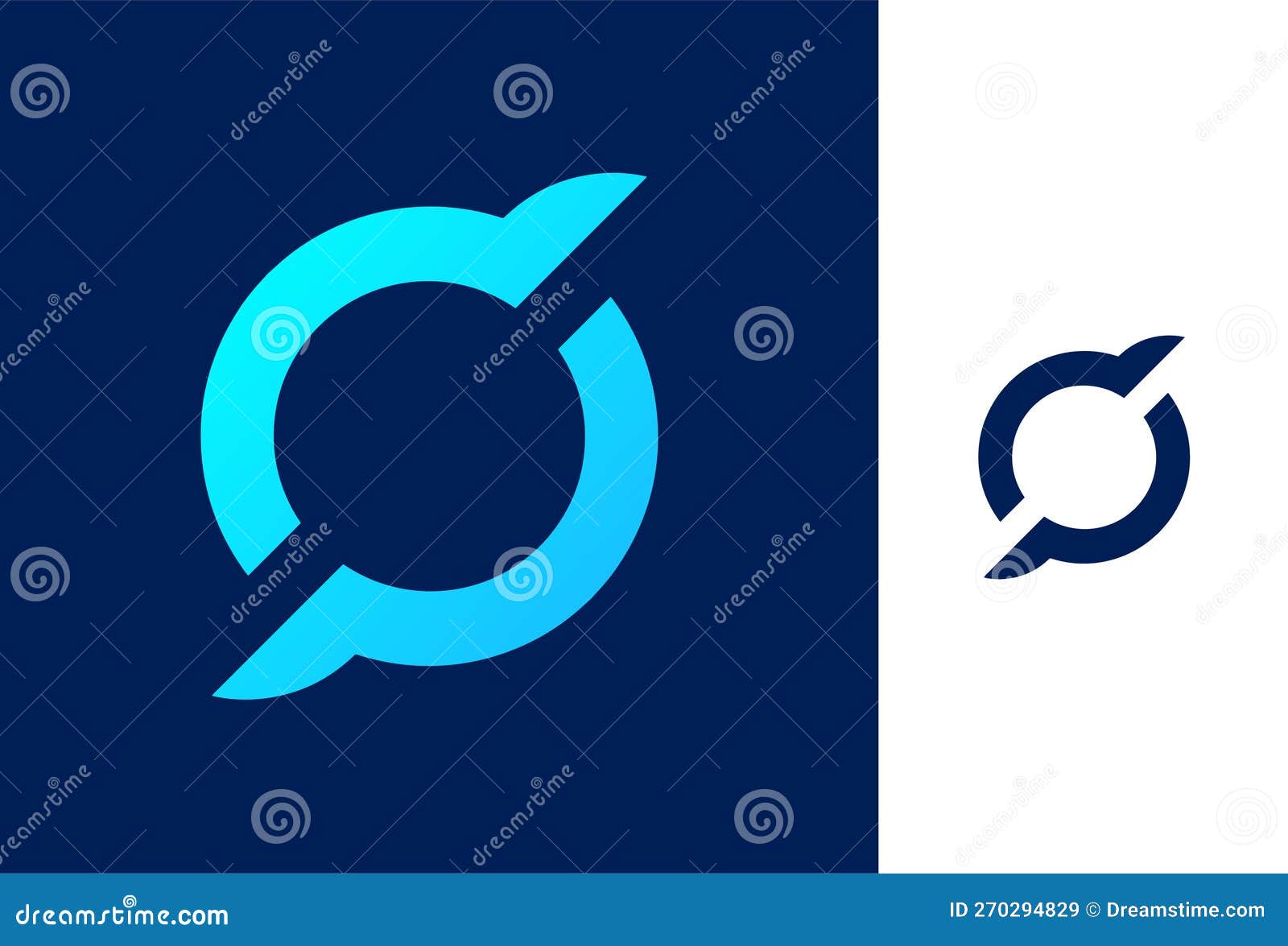 Light Blue Circular Symbol Design with Gradient on Dark Blue Background ...