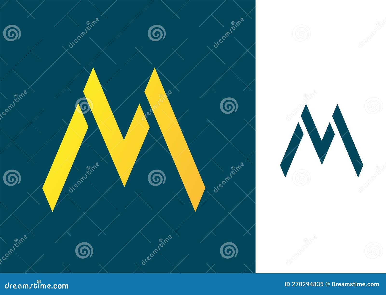 Yellow Letter M Design with Gradient on Green Background Stock ...
