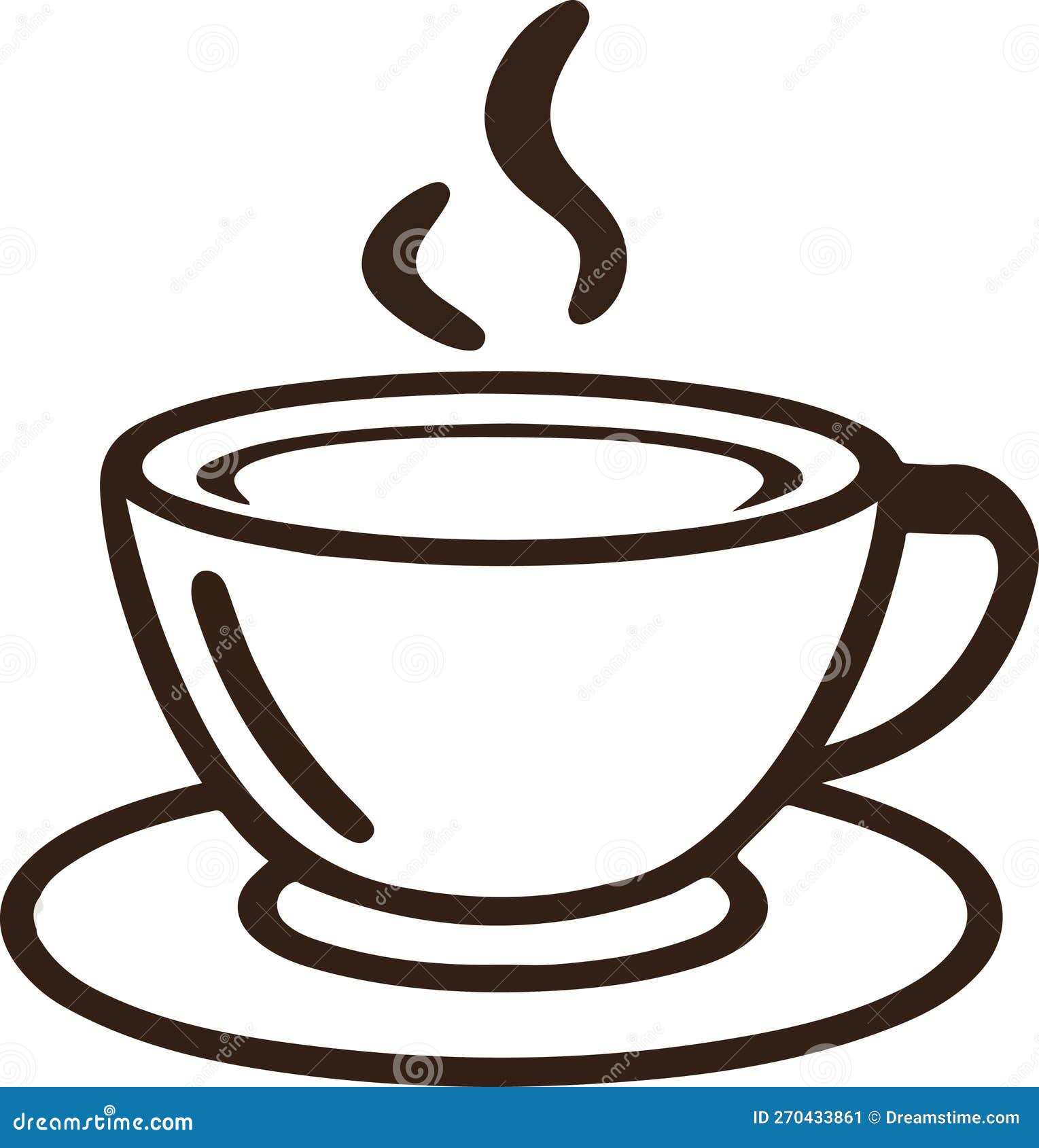 Minimalist Black and White Cup of Tea or Coffee with Steam Vector ...