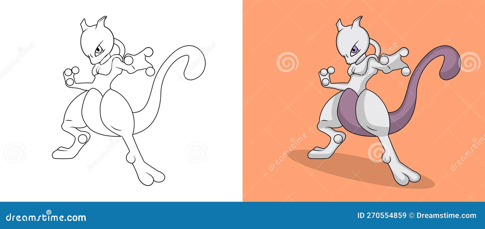 Mewtwo from pokemon. stock vector. Illustration of ripped - 270554859