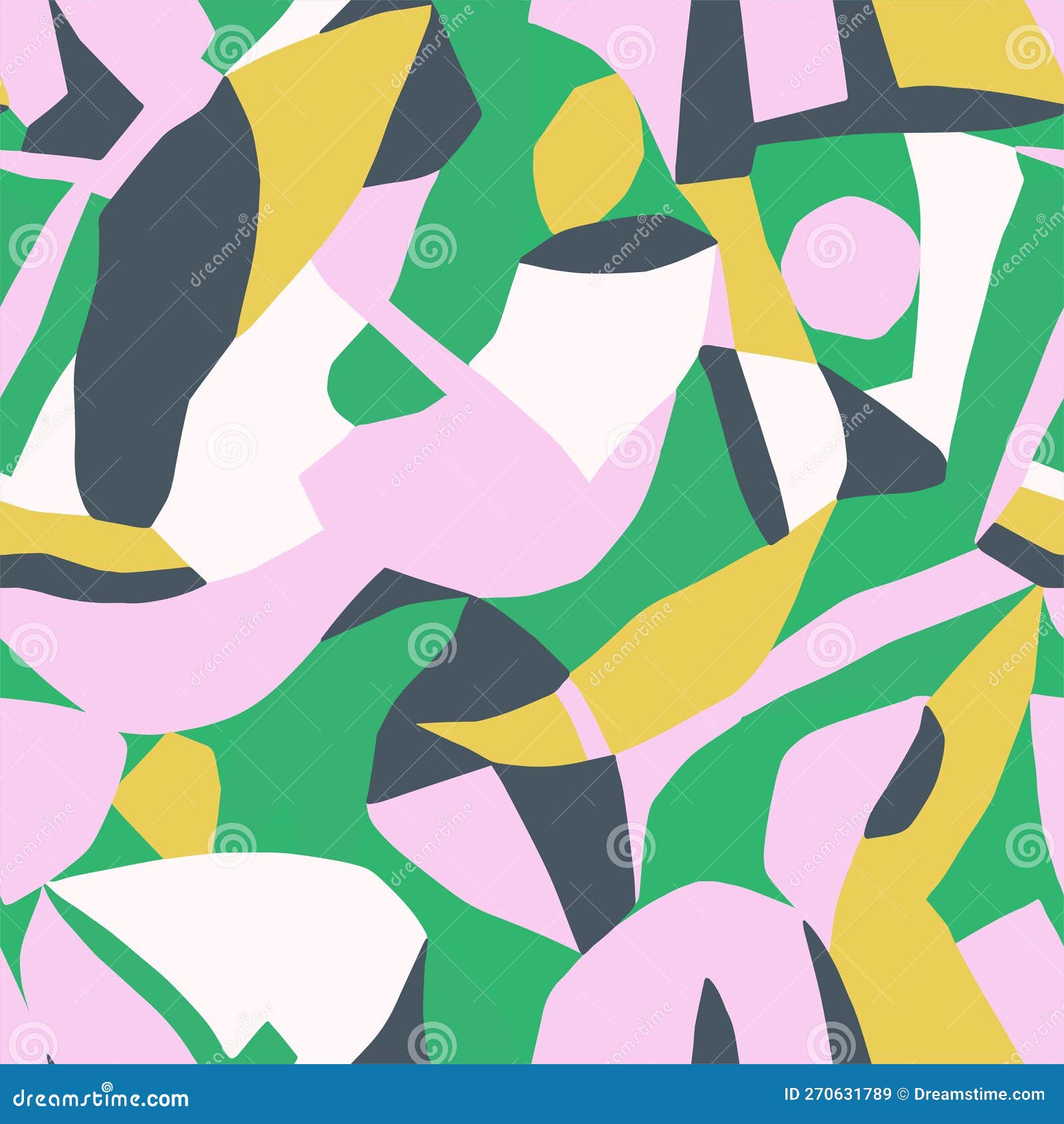 Vector Leaf and Geometric Layers Illustration Seamless Repeat Pattern ...