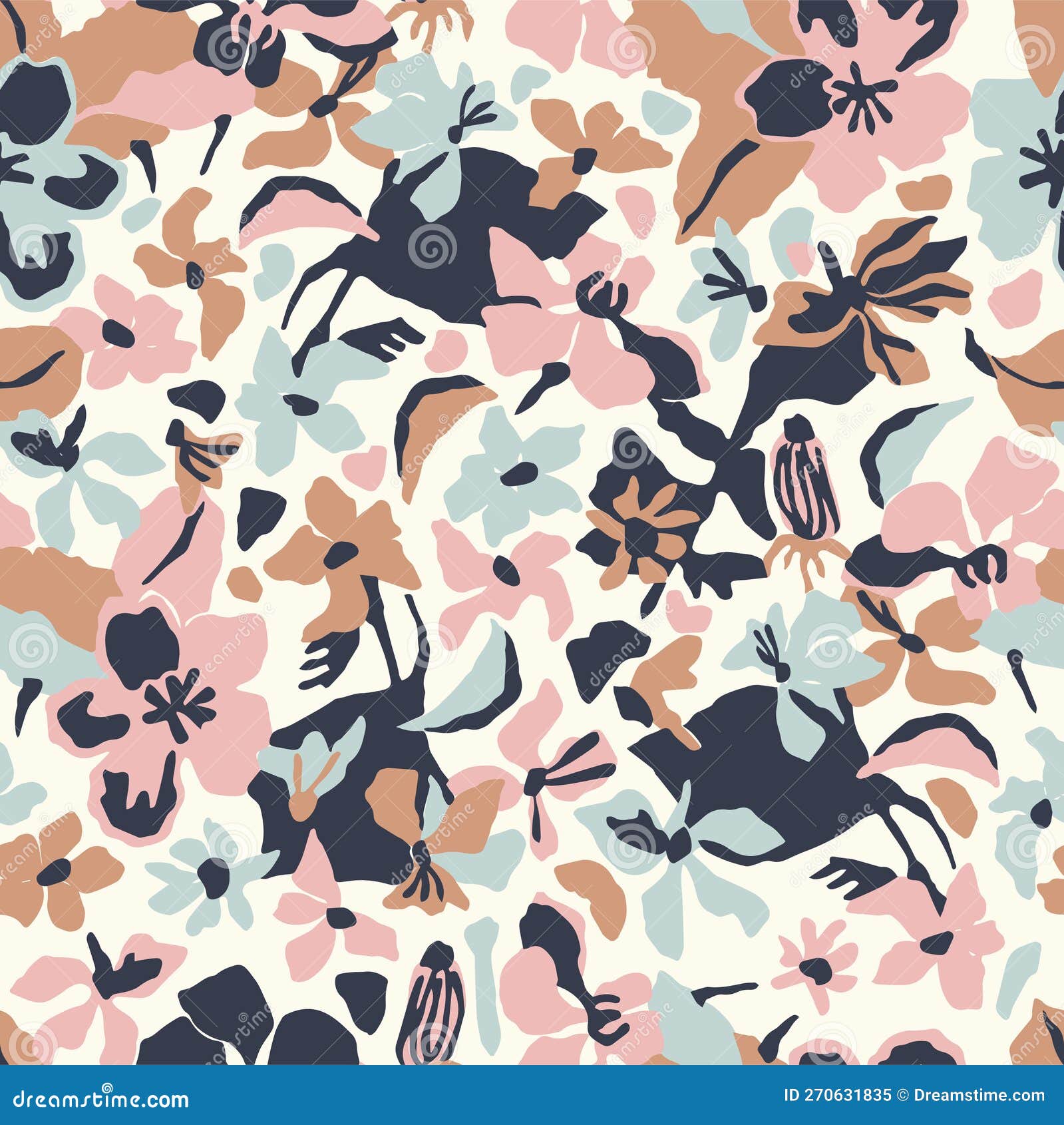 Vector Abstract Flower Illustration Seamless Repeat Pattern Stock ...