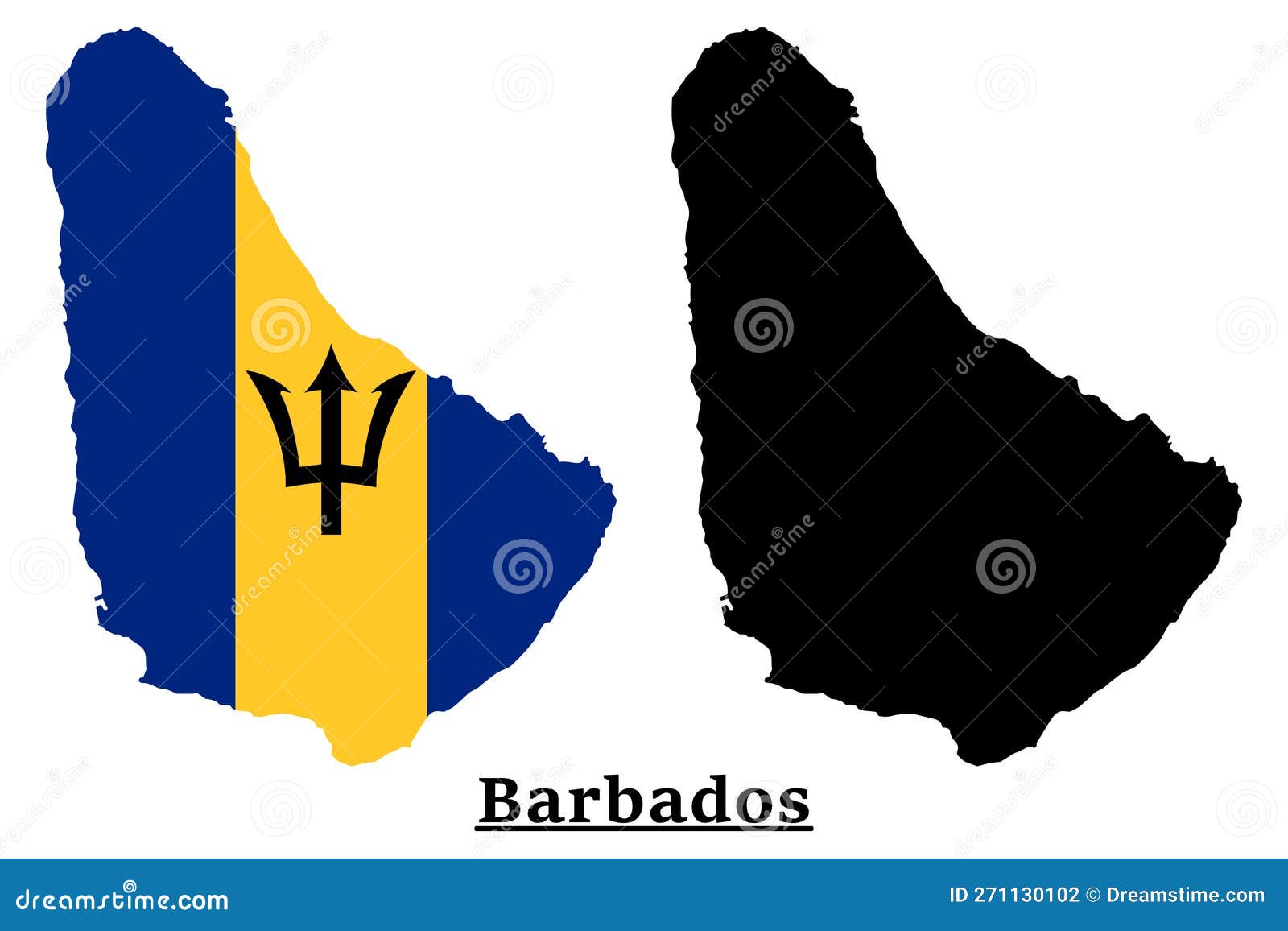 Barbados National Flag Map Design Stock Vector - Illustration of latino ...