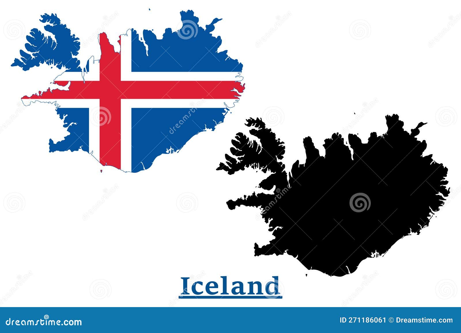 Iceland National Flag Map Design, Iceland Country Flag Inside the Map Stock Vector ...