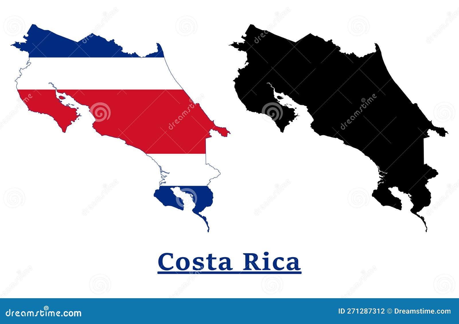 Costa Rica National Flag Map Design Stock Vector - Illustration of ...