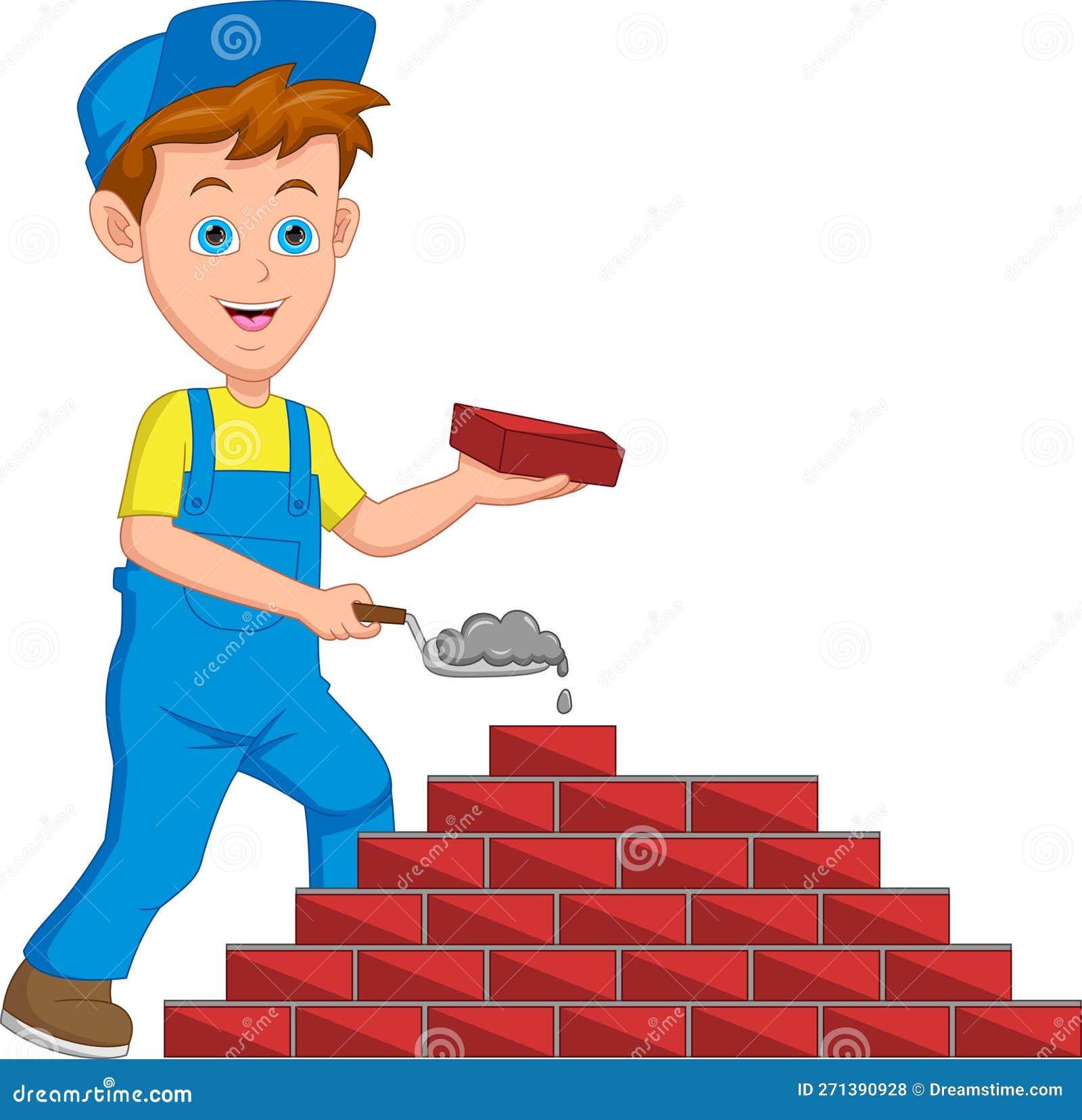 Boy bricklayer cartoon stock vector. Illustration of business - 271390928