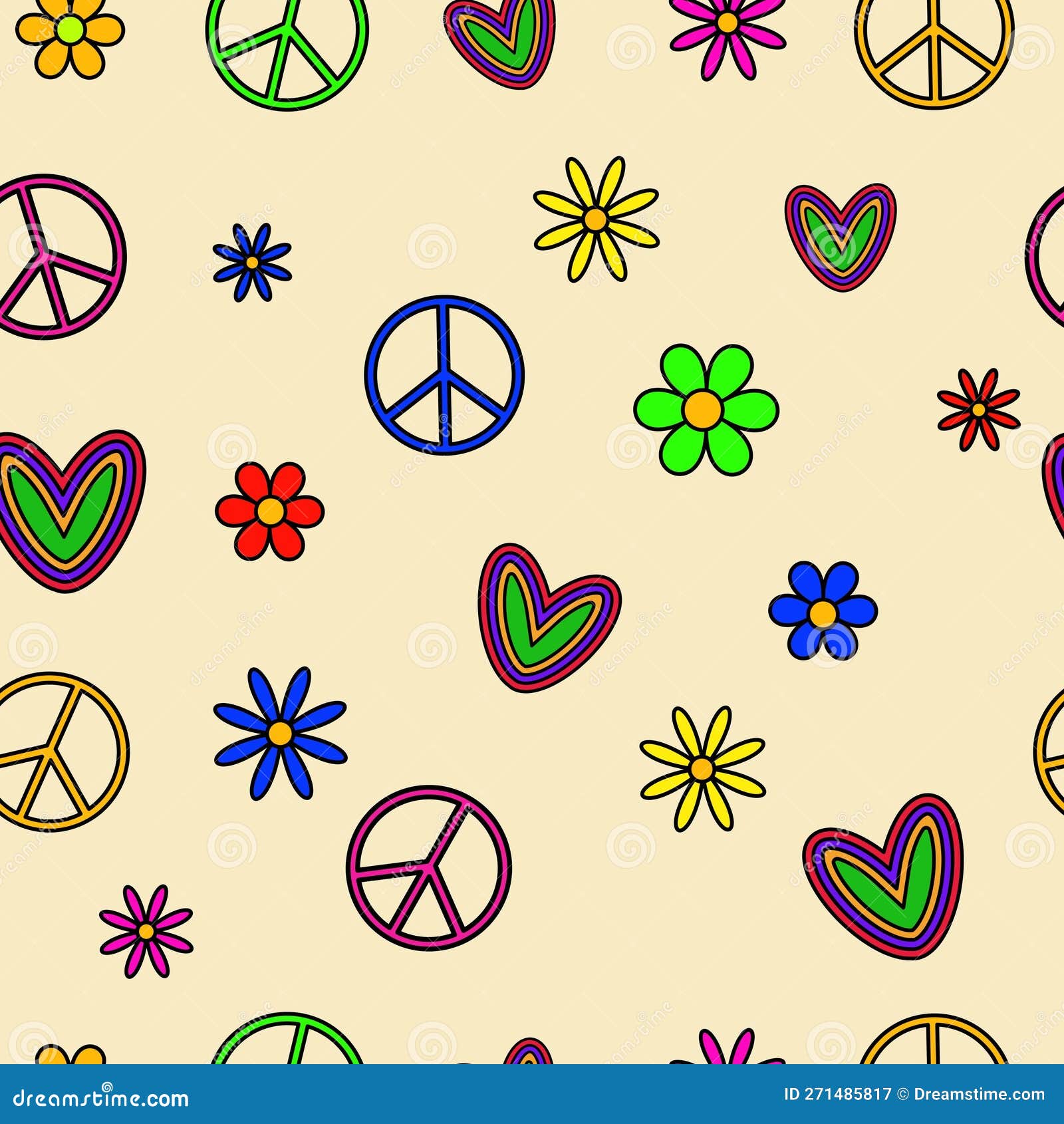 WebHippie Retro Vintage Flowers Seamless Pattern in 70s-80s Style ...