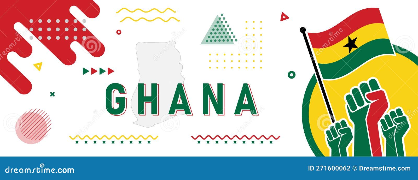 Ghana National Day Banner for Independence Day with Abstract Geometric ...