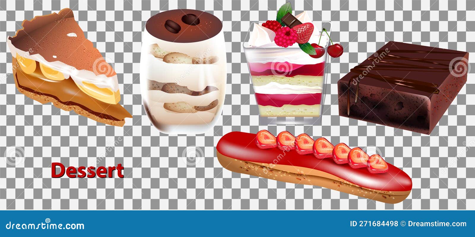 Set of Popular Desserts and Cakes. for Menus or As Icons Stock Vector ...