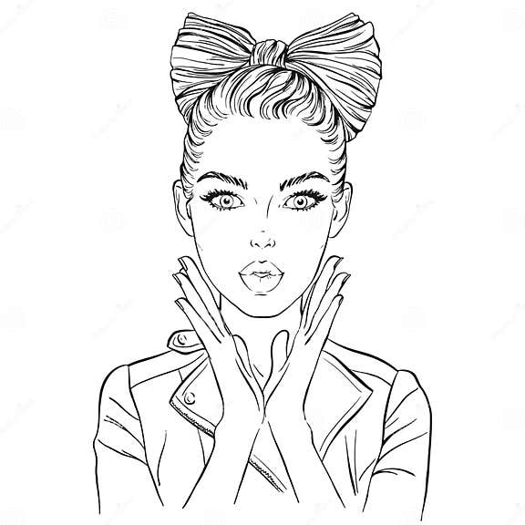 Hand Drawn Beautiful Cute Fashion Girl Stock Vector Illustration Of