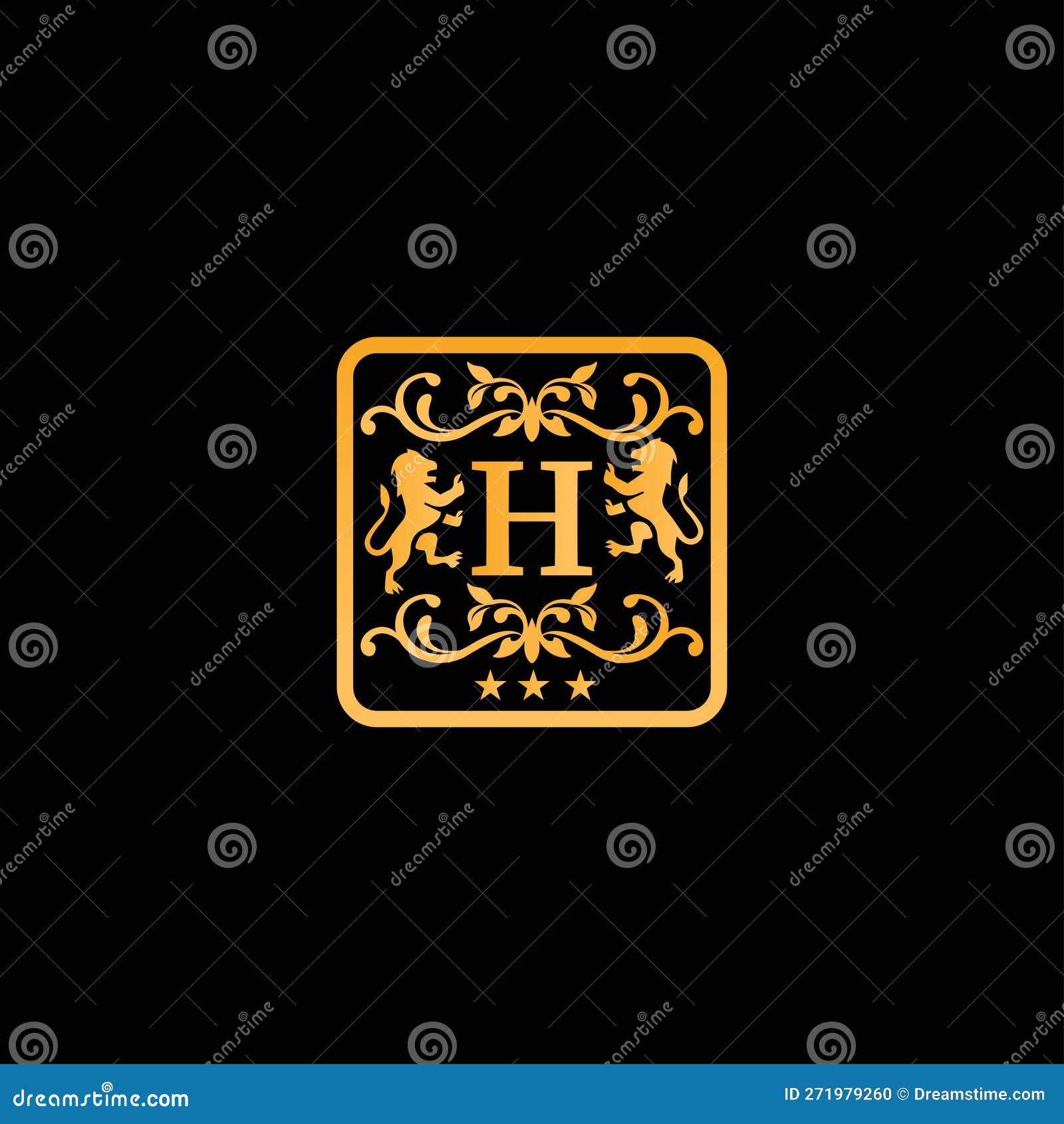 Golden Vintage Luxury H Letter Logo Design. Stock Vector - Illustration ...