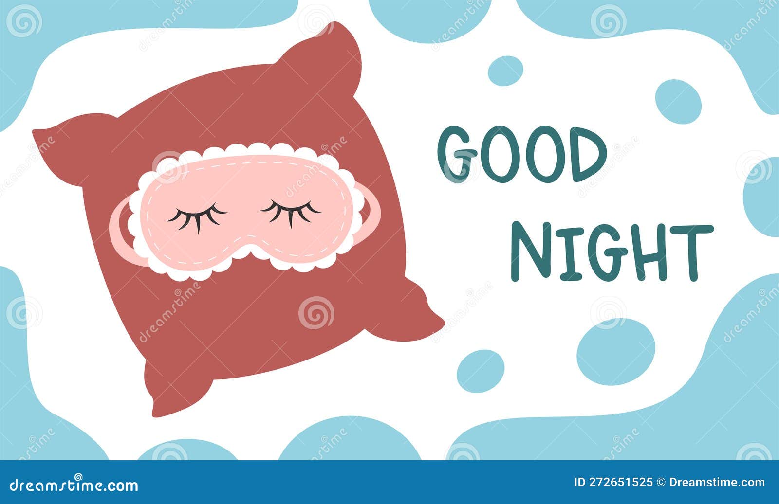 Good Night Theme Banner with Cute Eye Mask, Pillow and Basic Text ...