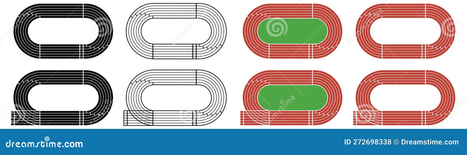 Track and Field Running Track Clipart Set - Outline, Silhouette and ...
