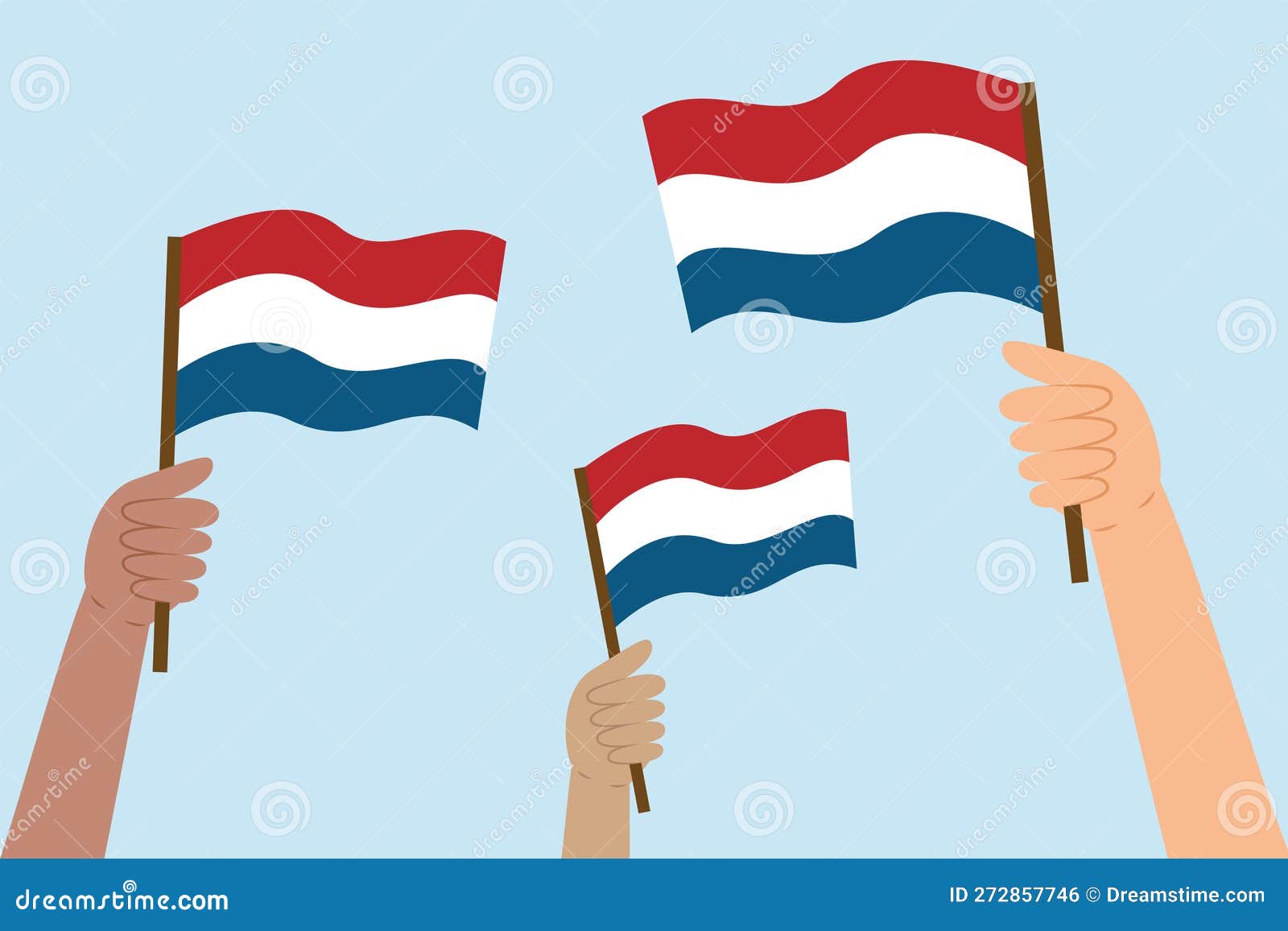 Different Hands Holding Dutch Flags. Flag of the Netherlands Stock ...
