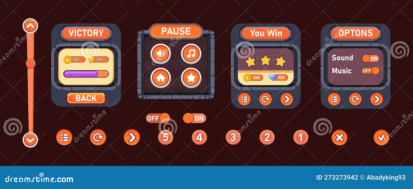 List of Mobile Games , Game UI Kit , Ui - Ux Stock Vector ...